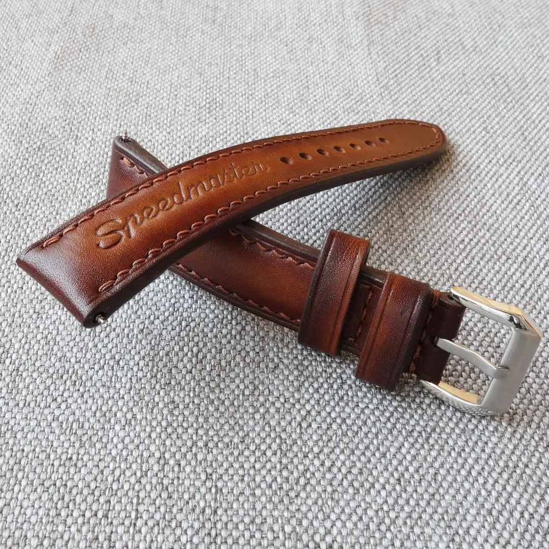 Brown watch strap for OMEGA Speedmaster, leather watchband