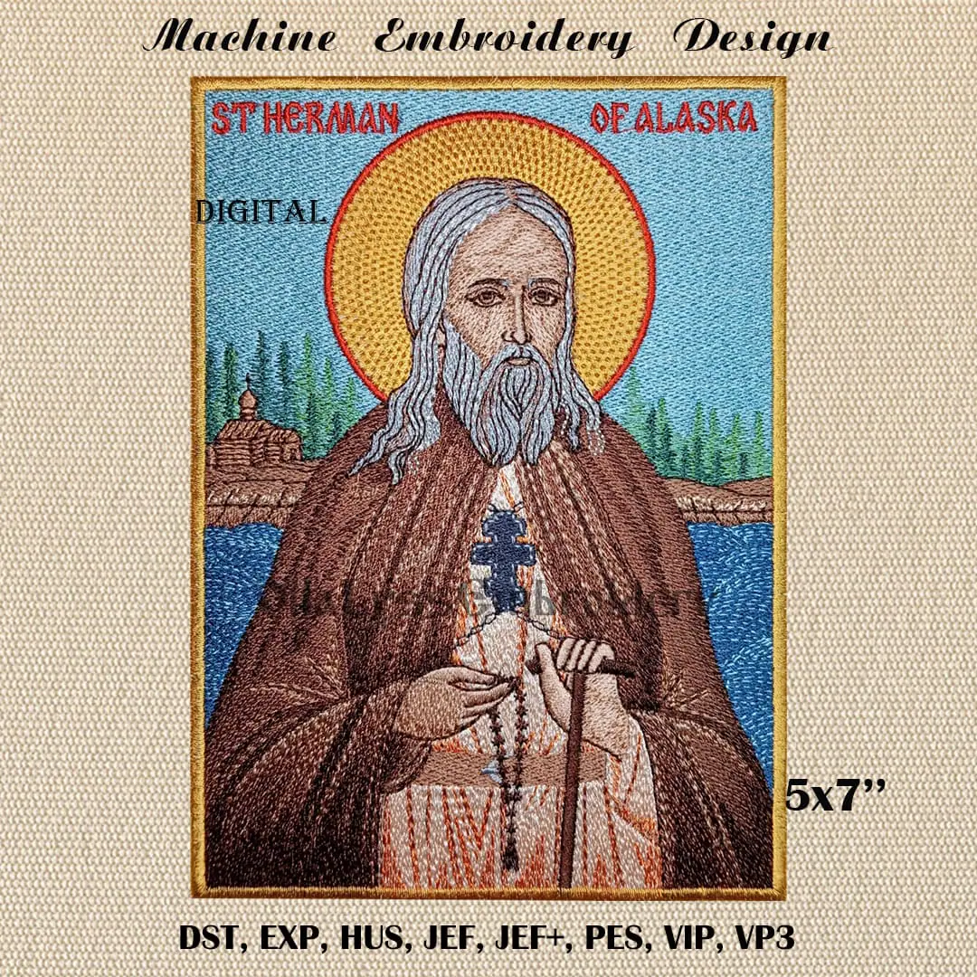 Saint Herman Of Alaska 5x7 embroidery design