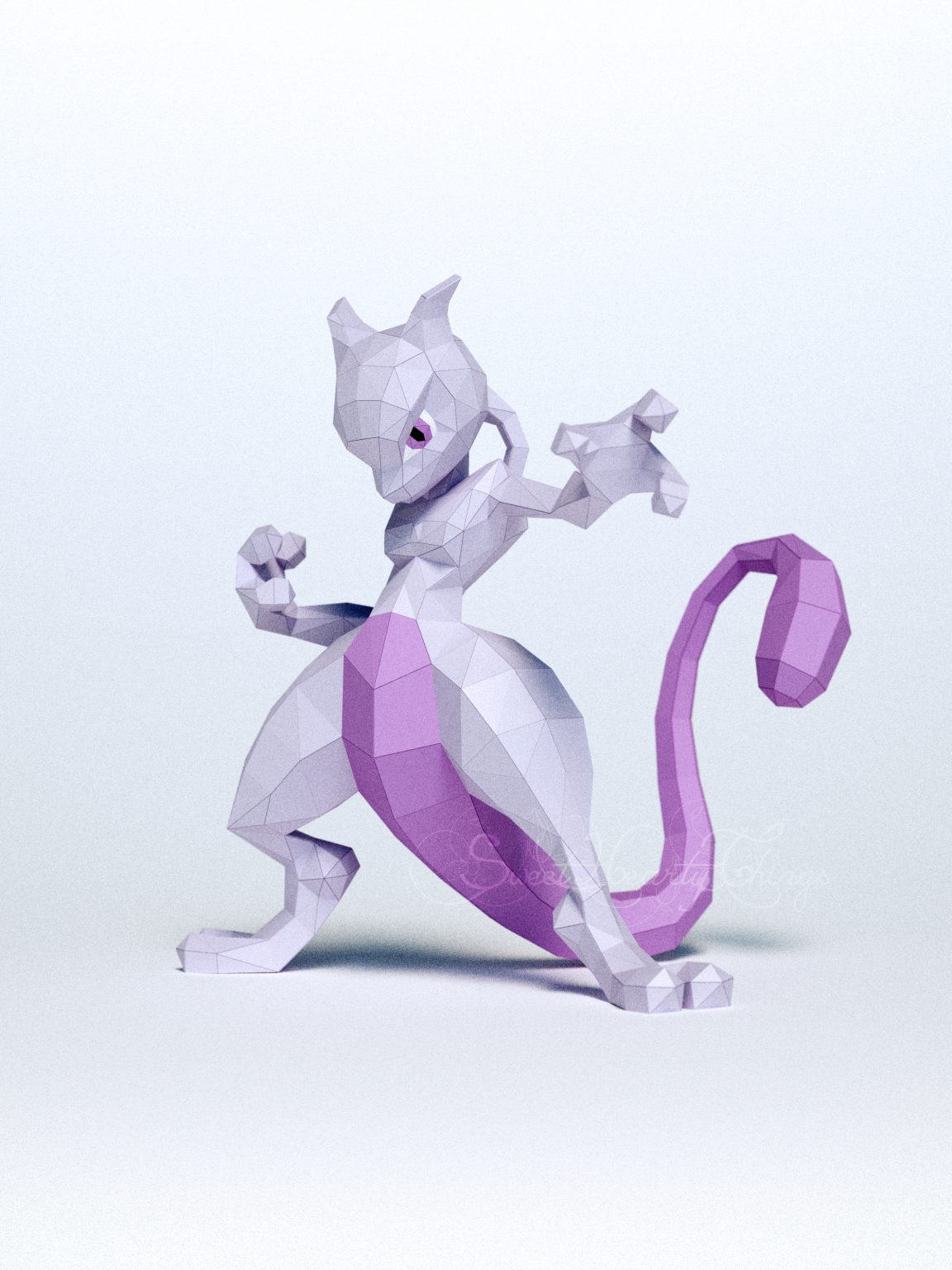 3d Papercraft - Mewtwo - PDF SVG DXF Templates - Crealandia