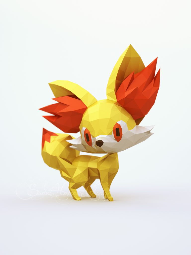 3d Papercraft - Fennekin - PDF DXF Templates - Crealandia
