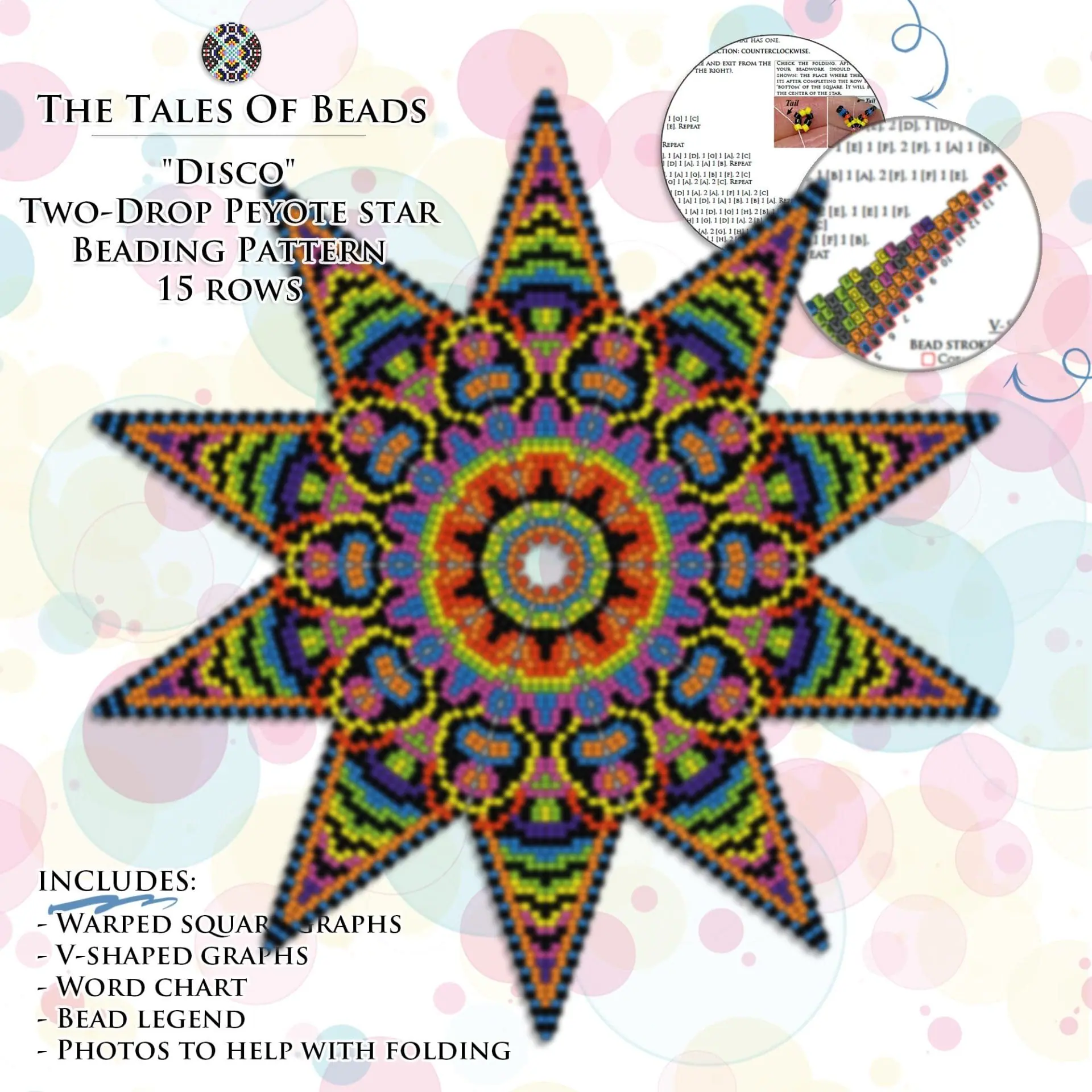 Two-Drop Peyote Star Pattern - Disco - Beaded Stars Patterns - Crealandia