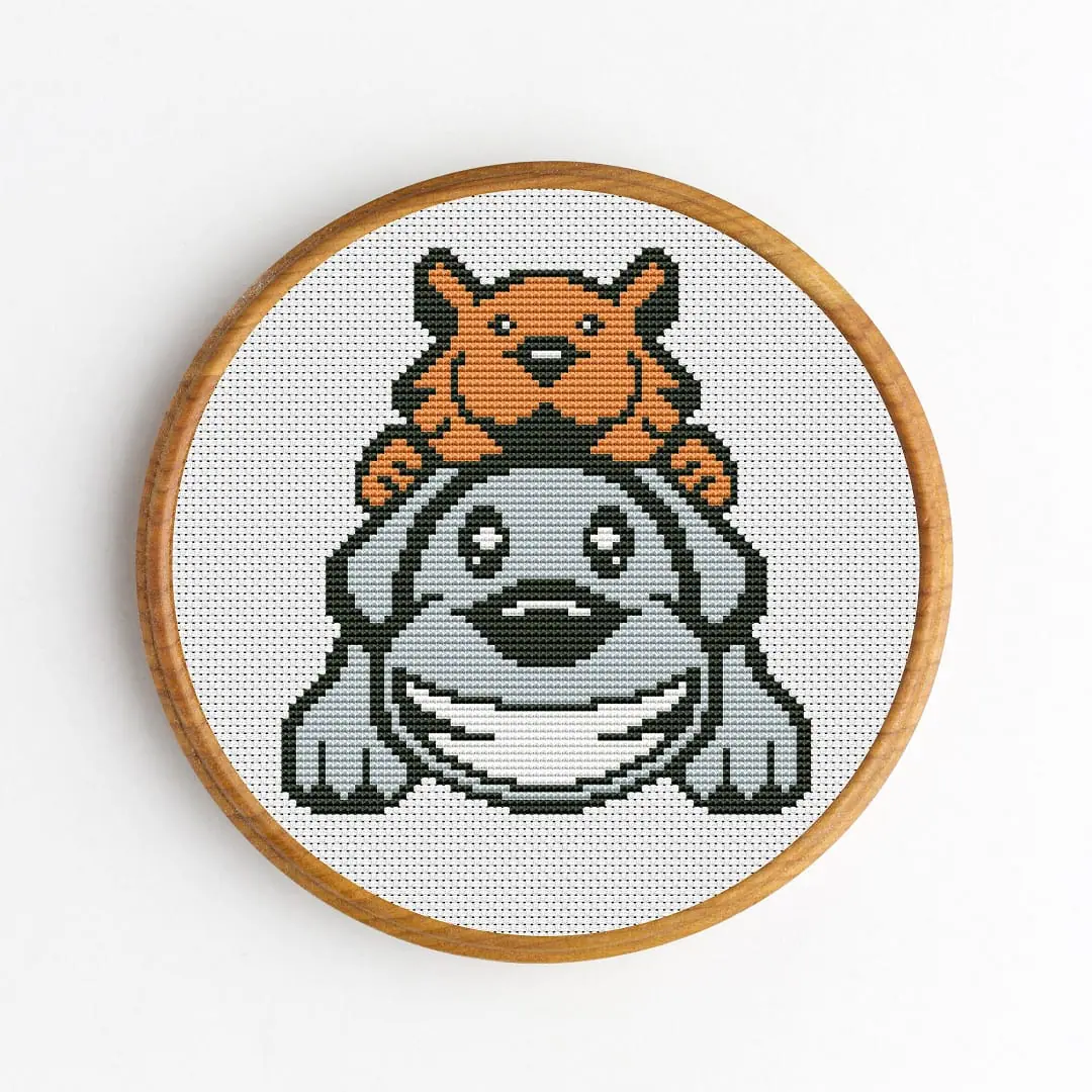 Cross Stitch Pattern PDF Cartoon Cat and Dog, DIY Nursery Decor