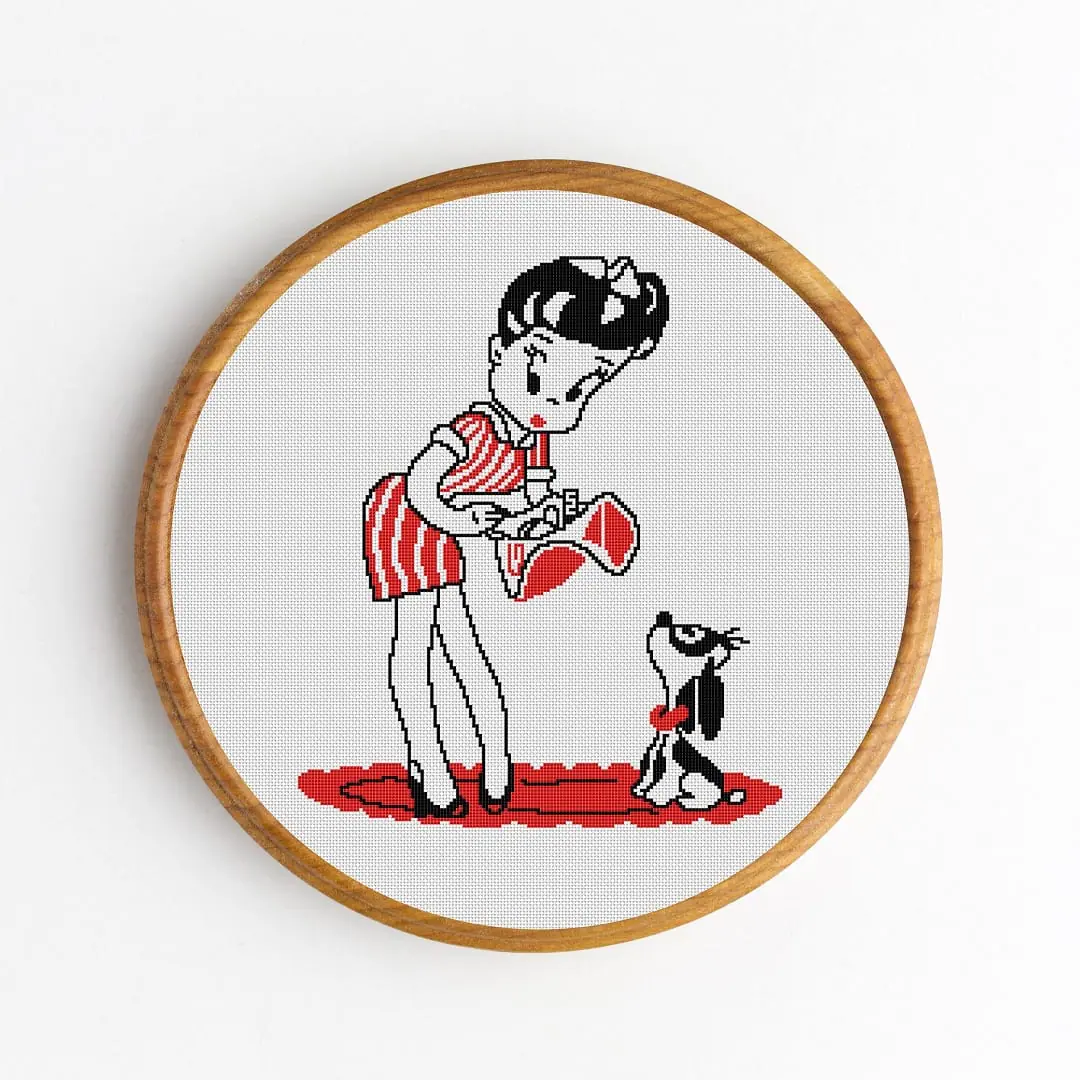 Pin-up girl cross stitch pattern PDF, DIY Home decor
