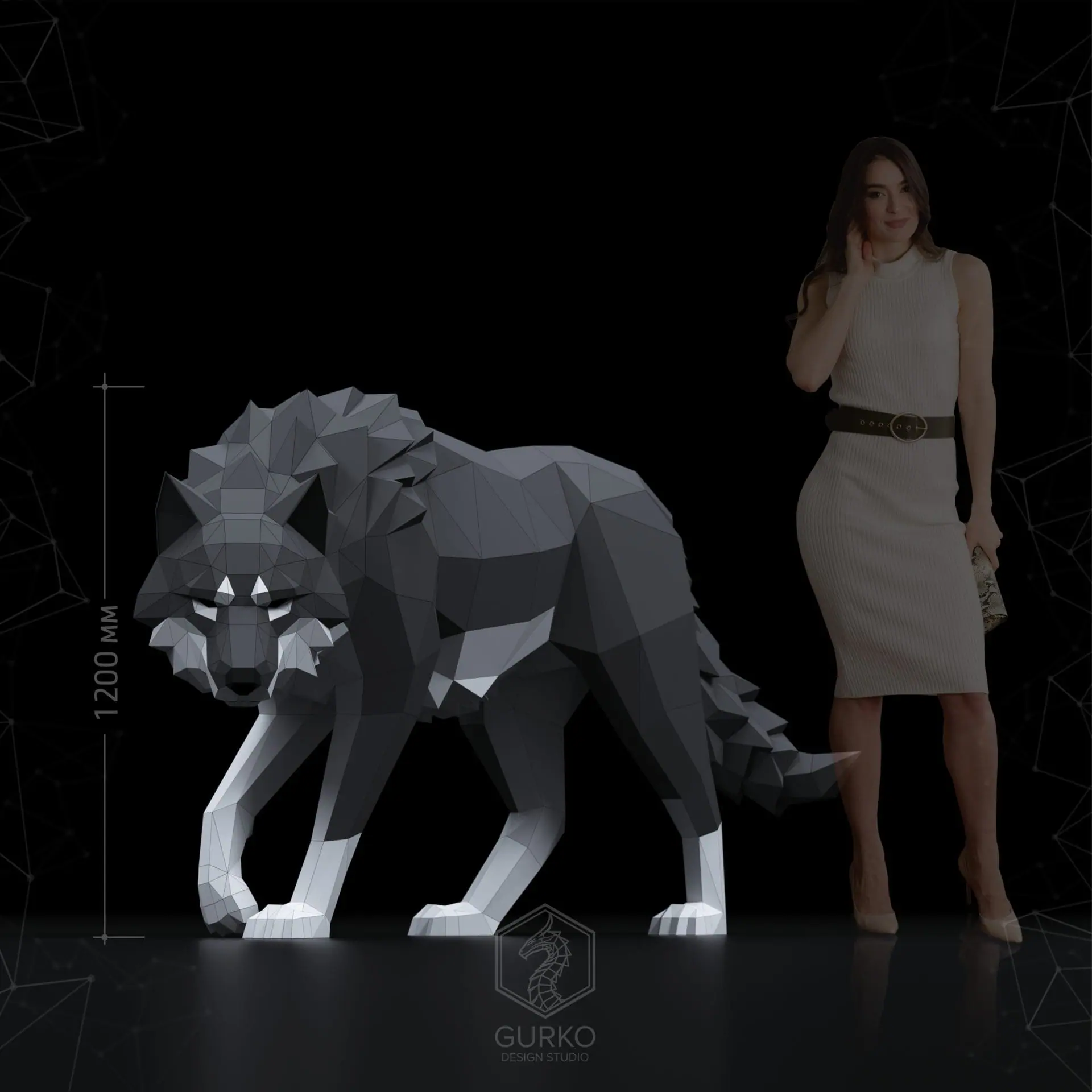 Crouching Wolf Papercraft, Pdf, Gurko, Pepakura, Low Poly, DIY - Crealandia