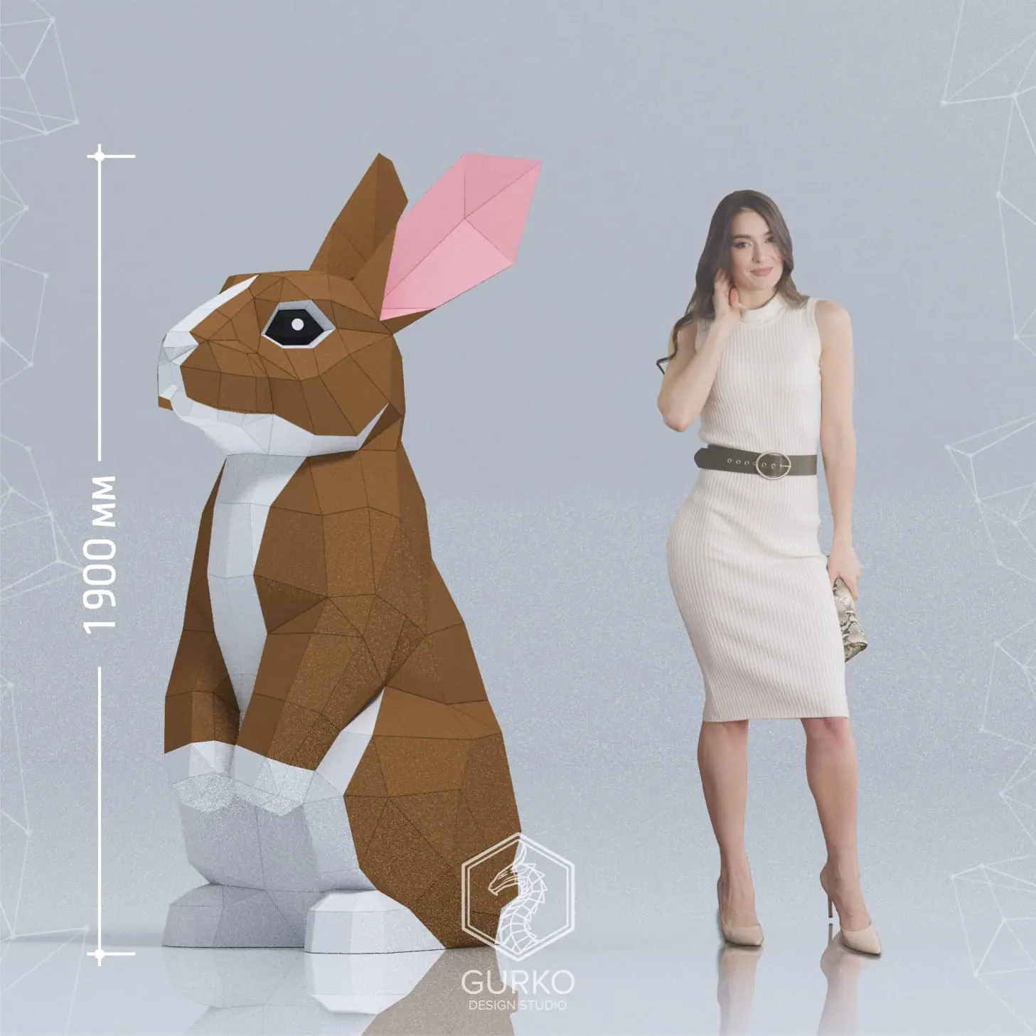 Standing Rabbit (1900 mm) Papercraft, Pdf, Gurko, Pepakura - Crealandia