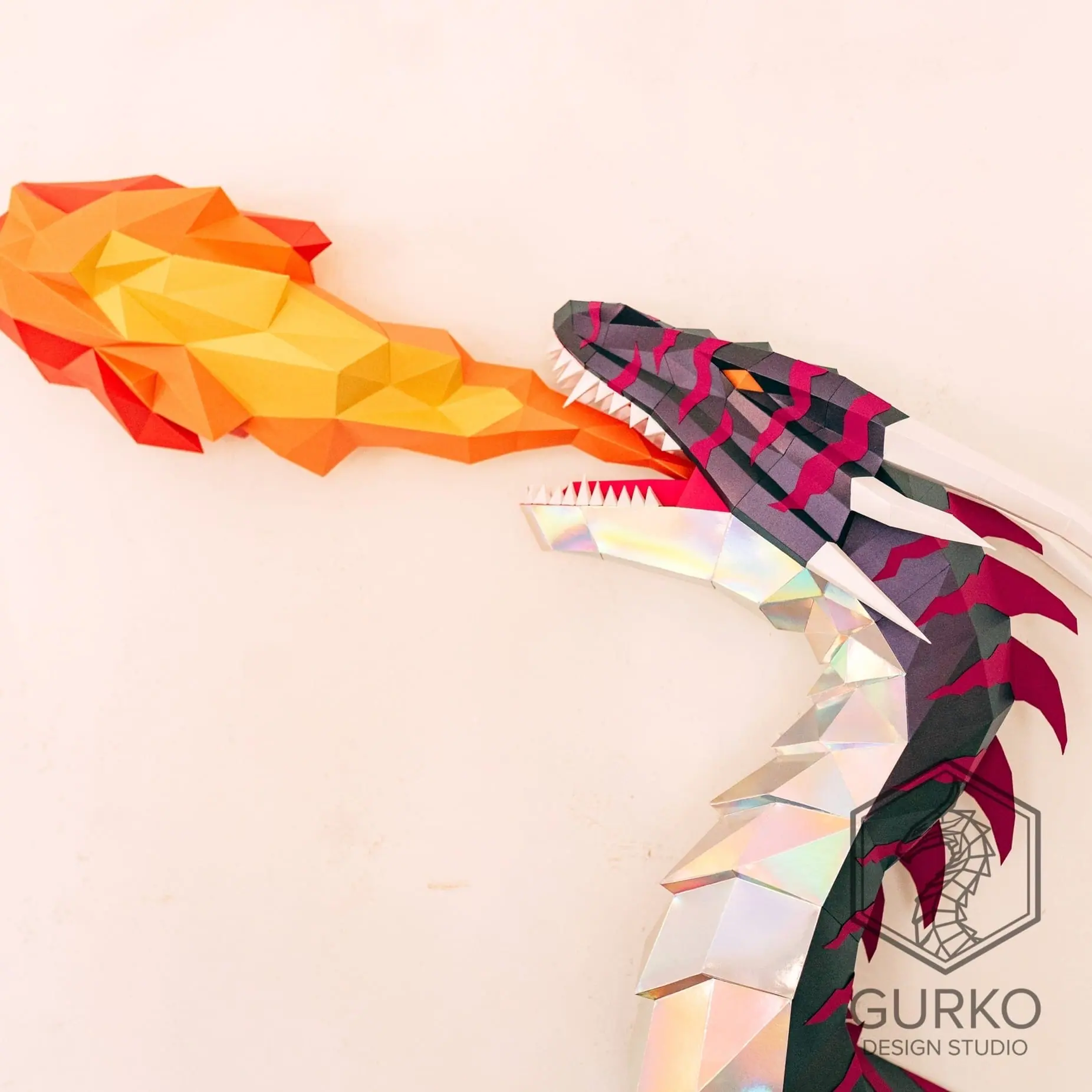 Papercraft Dragon With Flame, Pdf, Gurko, Pepakura, Template, DIY ...