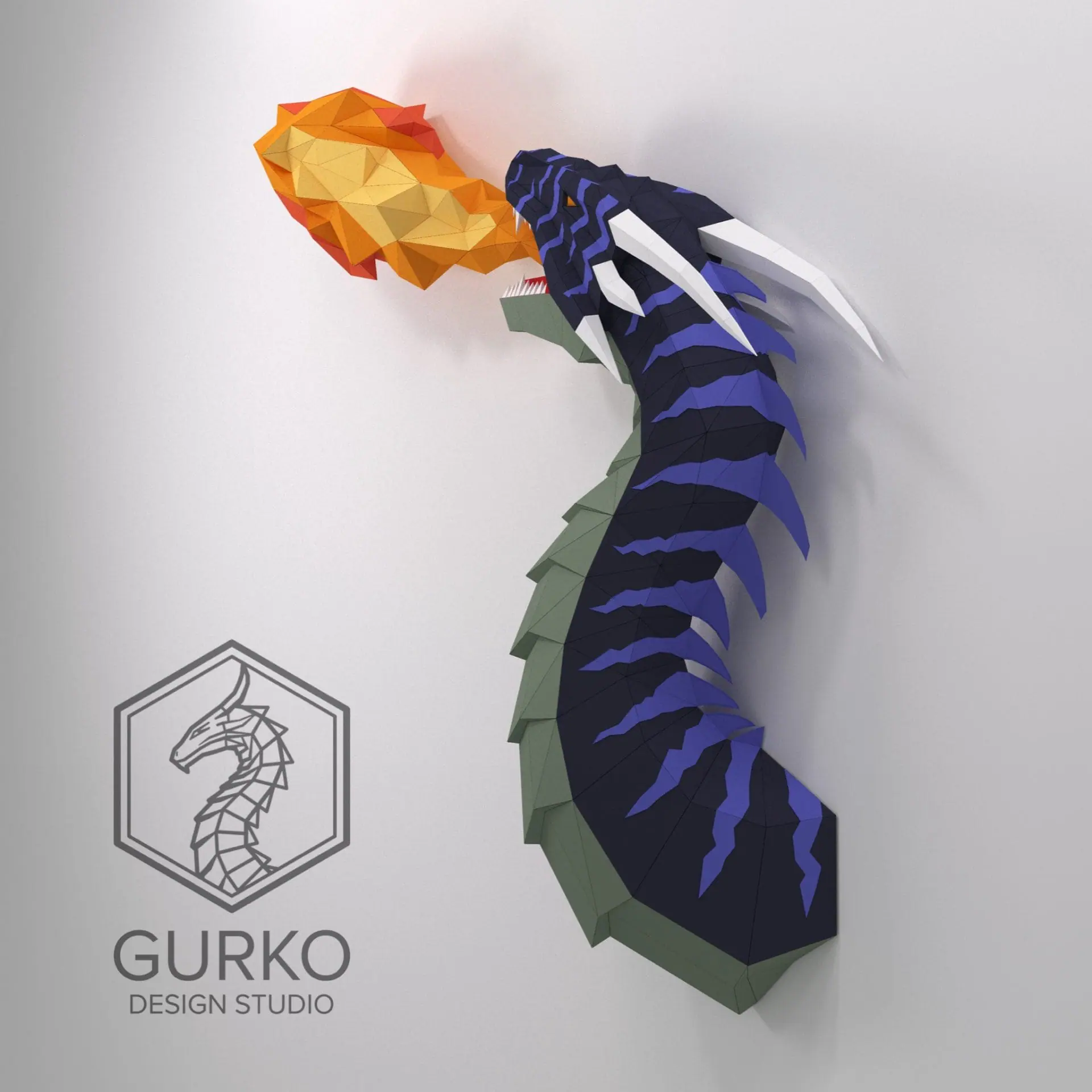 Papercraft Dragon With Flame, Pdf, Gurko, Pepakura, Template, DIY ...