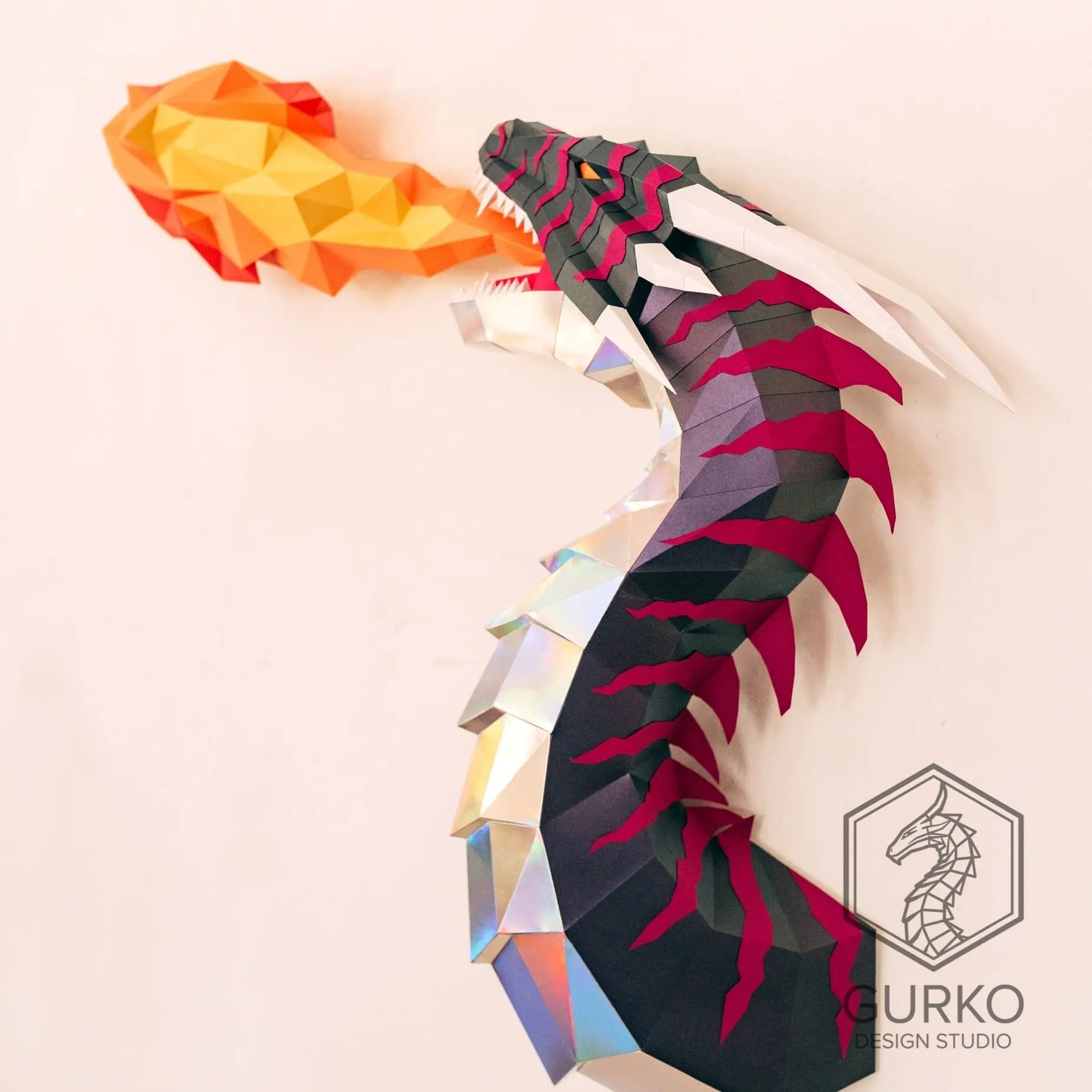 Papercraft Dragon With Flame, Pdf, Gurko, Pepakura, Template, DIY ...
