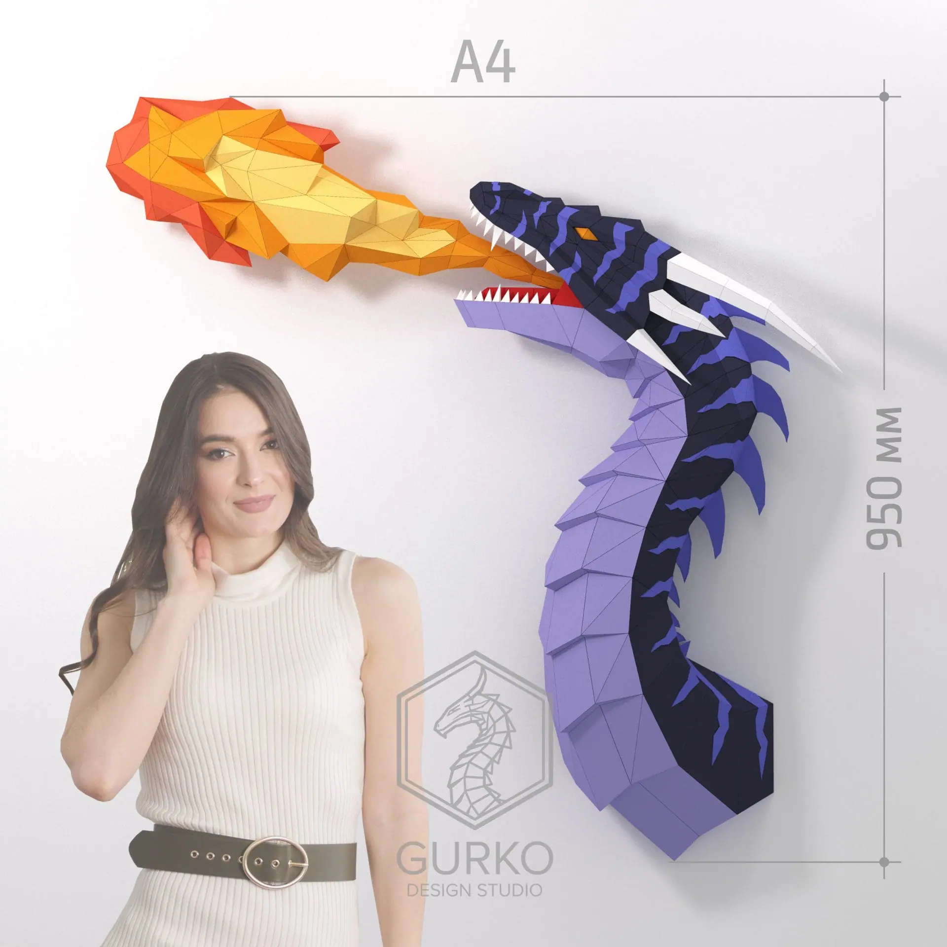 Papercraft Dragon With Flame, Pdf, Gurko, Pepakura, Template, DIY ...