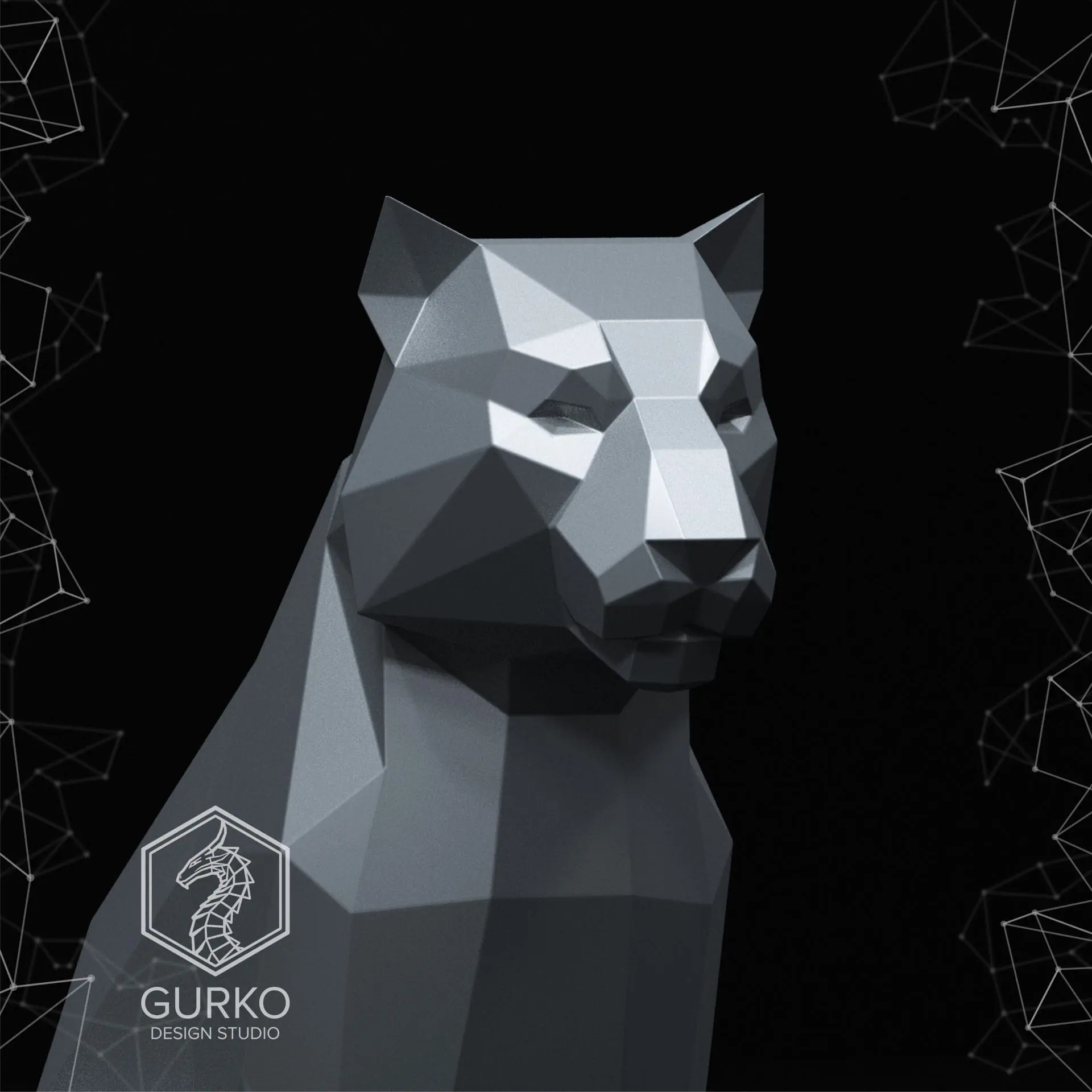 Sitting Tiger Metal Papercraft, DXF, Gurko, Pepakura, Metalart - Crealandia