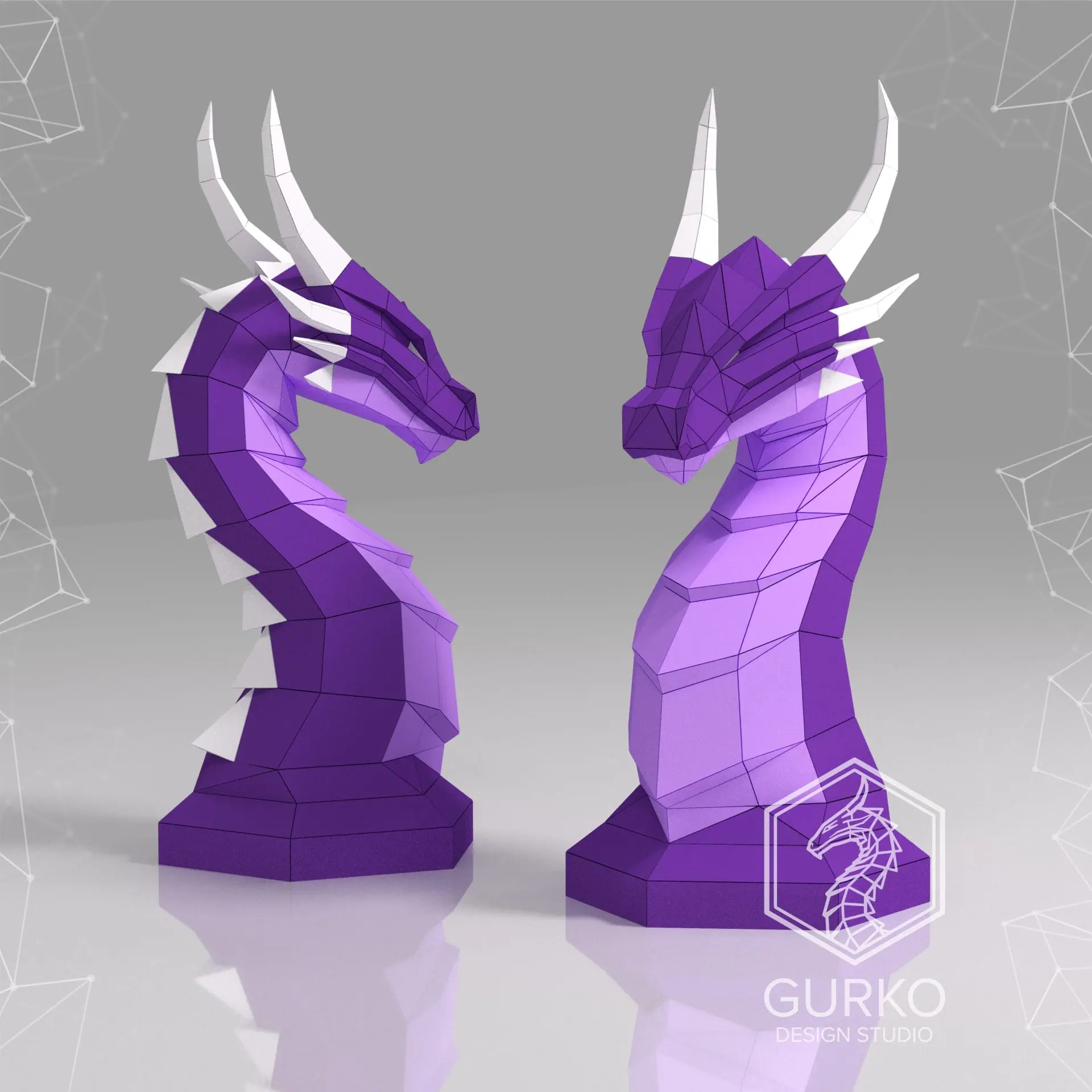 Papercraft Dragon Figure. Chess Piece Horse, Pdf, Gurko, Pepakura ...