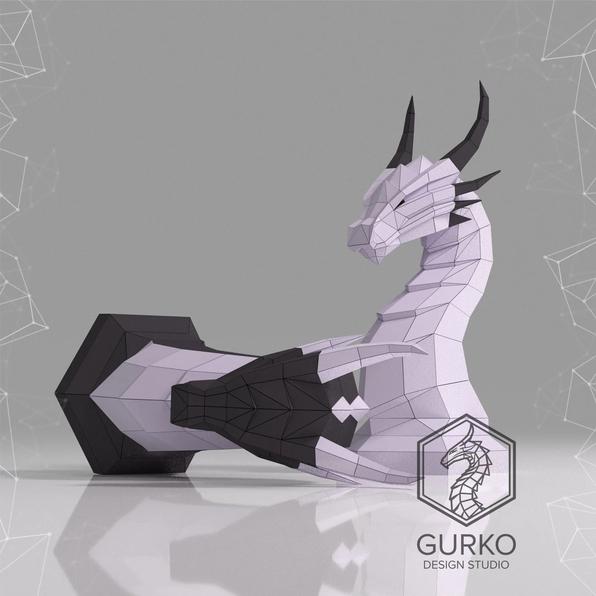 Papercraft Dragon Figure. Chess Piece Horse, Pdf, Gurko, Pepakura ...
