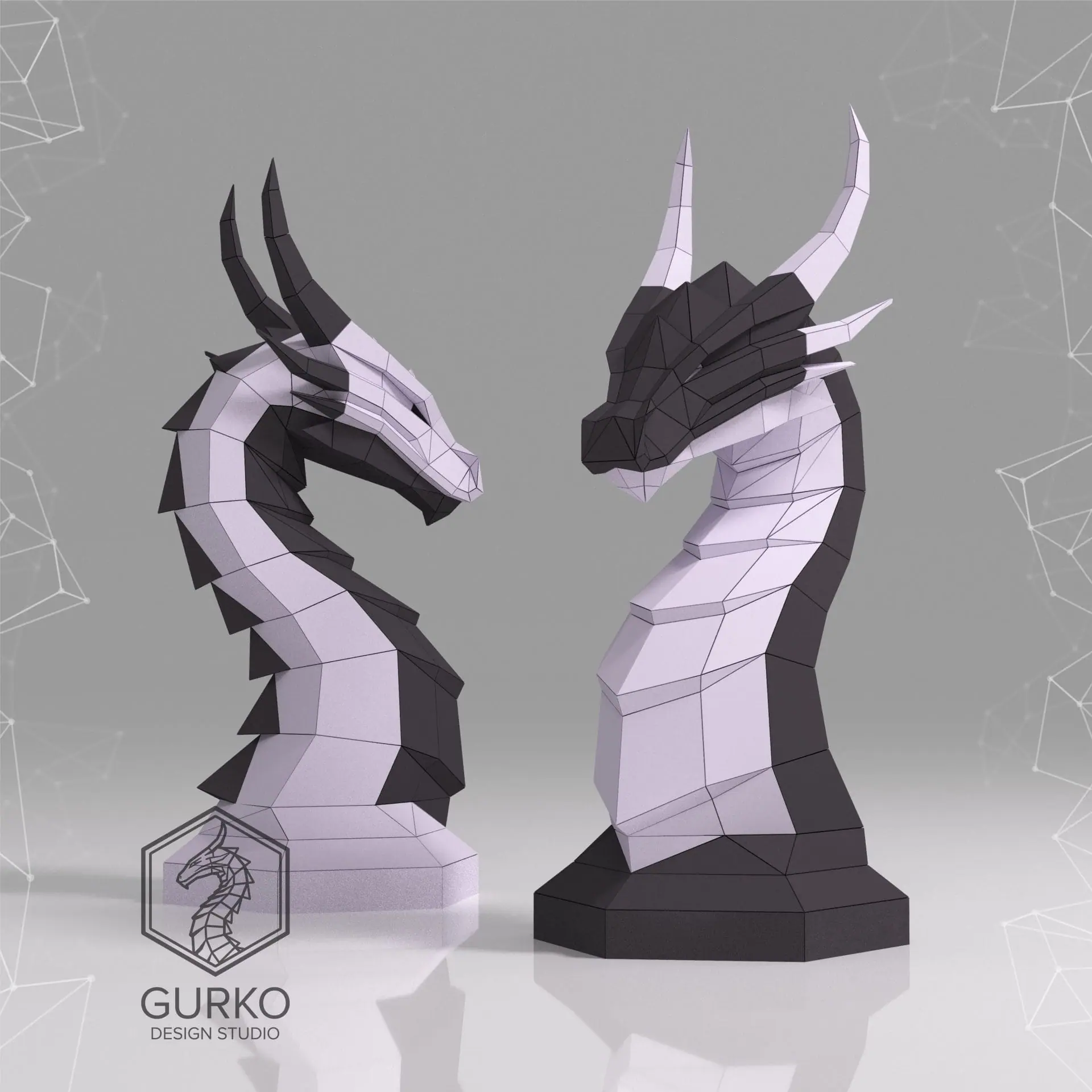 Papercraft Dragon Figure. Chess Piece Horse, Pdf, Gurko, Pepakura ...