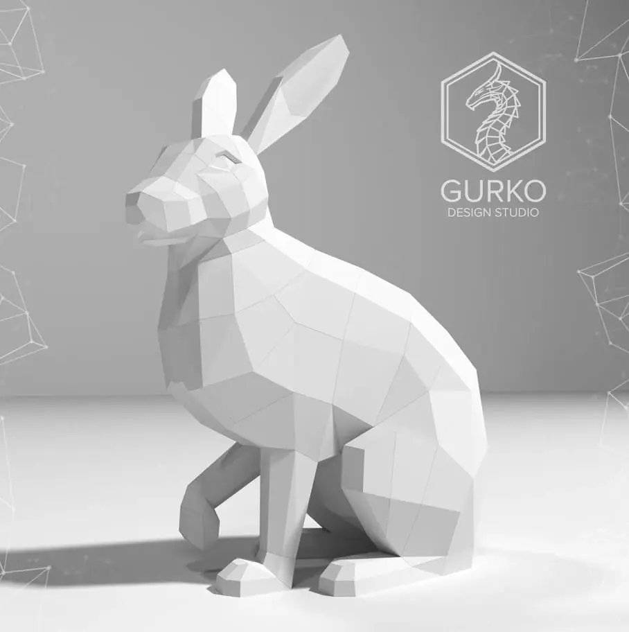 Hare Papercraft, Pdf, Gurko, Pepakura, Low Poly, DIY Craft, 3D - Crealandia