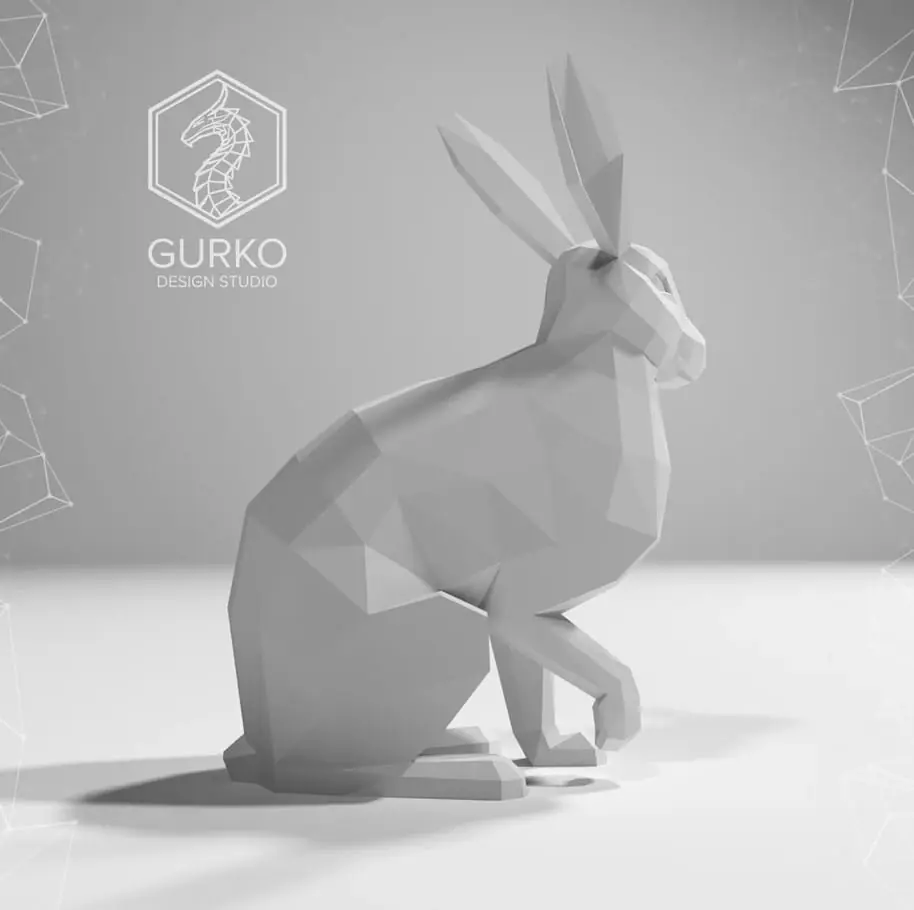Hare Papercraft, Pdf, Gurko, Pepakura, Low Poly, DIY Craft, 3D - Crealandia