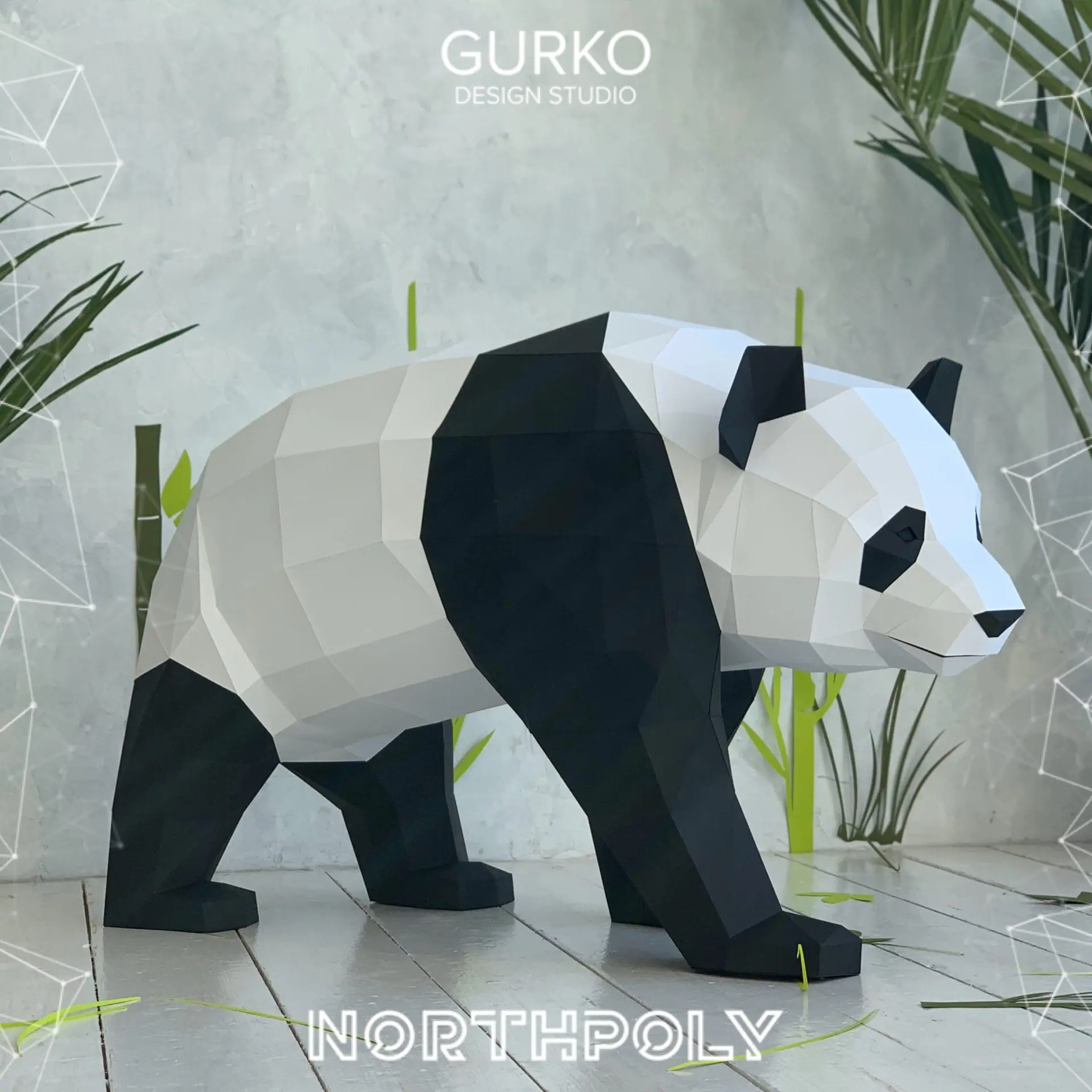 Walking Panda Papercraft, Pdf, Gurko, Pepakura, Low Poly, DIY - Crealandia