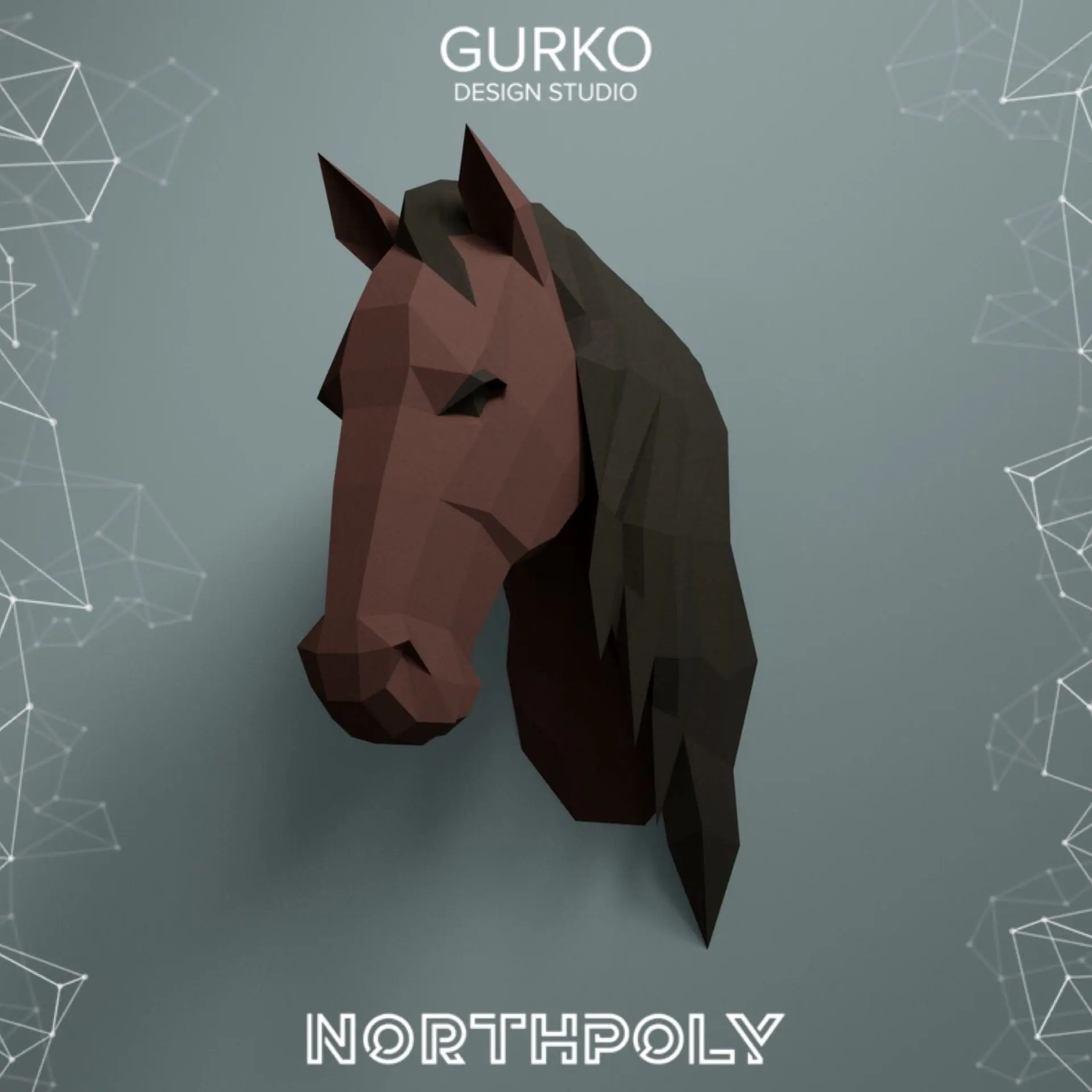 Unicorn Head Papercraft, Pdf, Gurko, Pepakura, Low Poly, DIY - Crealandia
