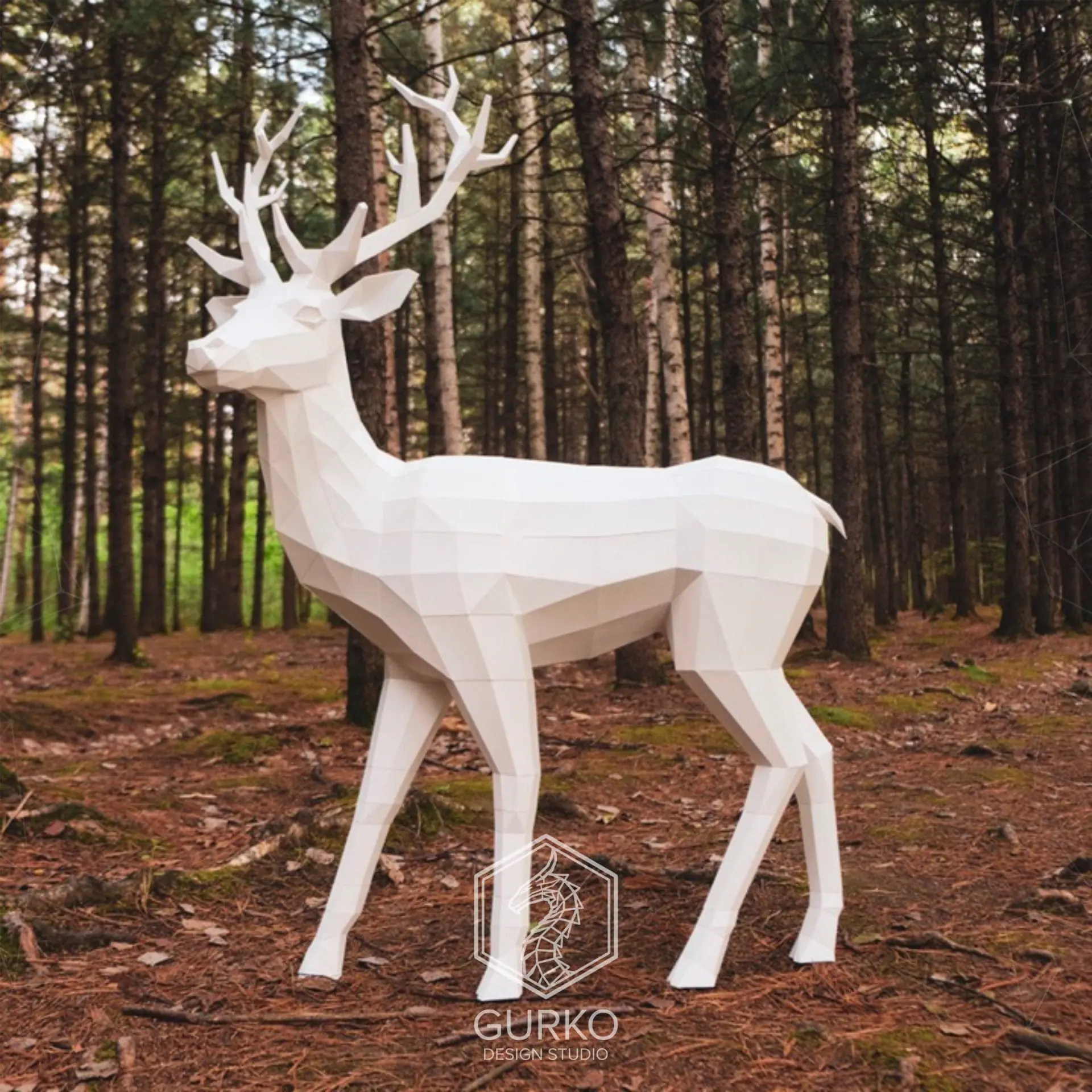 Papercraft Deer 1500mm, Pdf, Gurko, Pepakura, Low Poly, Template ...