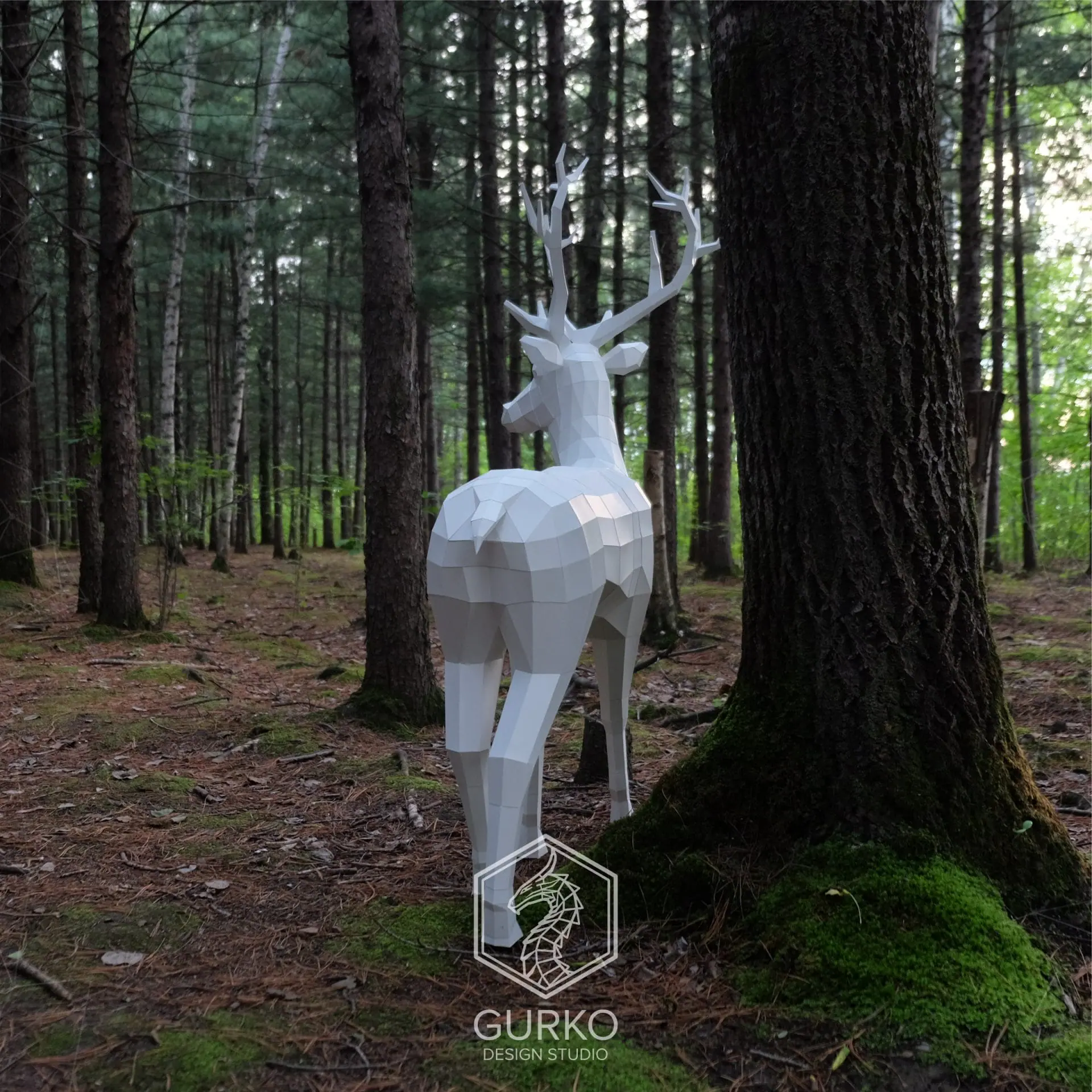 Papercraft Deer 1500mm, Pdf, Gurko, Pepakura, Low Poly, Template ...