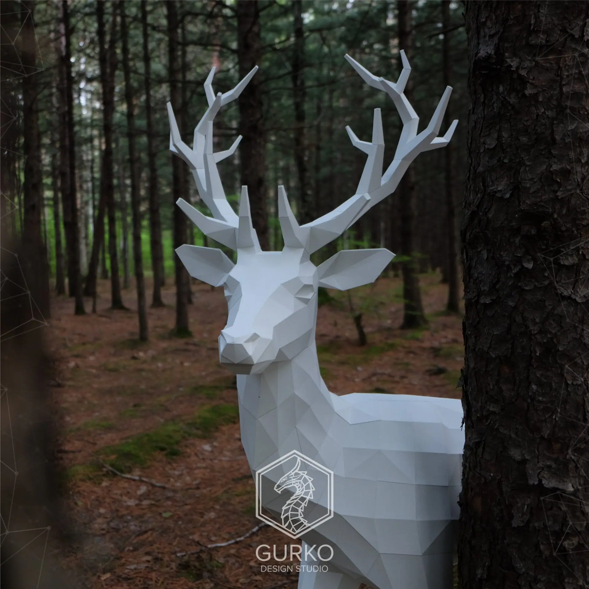 Papercraft Deer 1500mm, Pdf, Gurko, Pepakura, Low Poly, Template ...