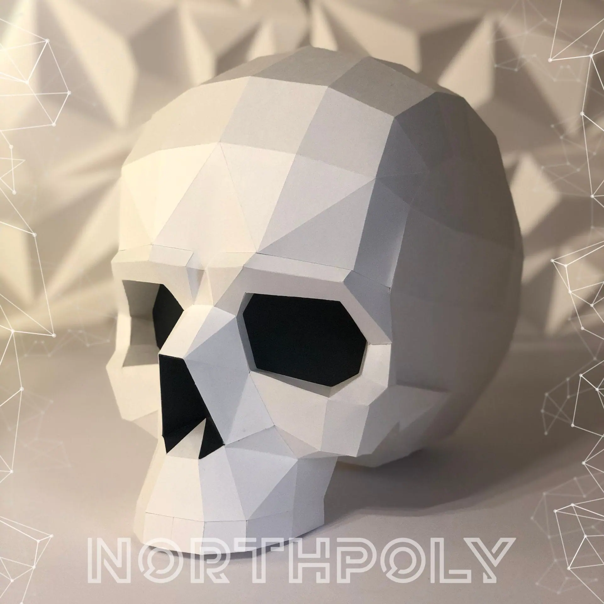Skull Papercraft, Halloween, Pdf, Gurko, Low Poly, DIY Craft, 3D ...