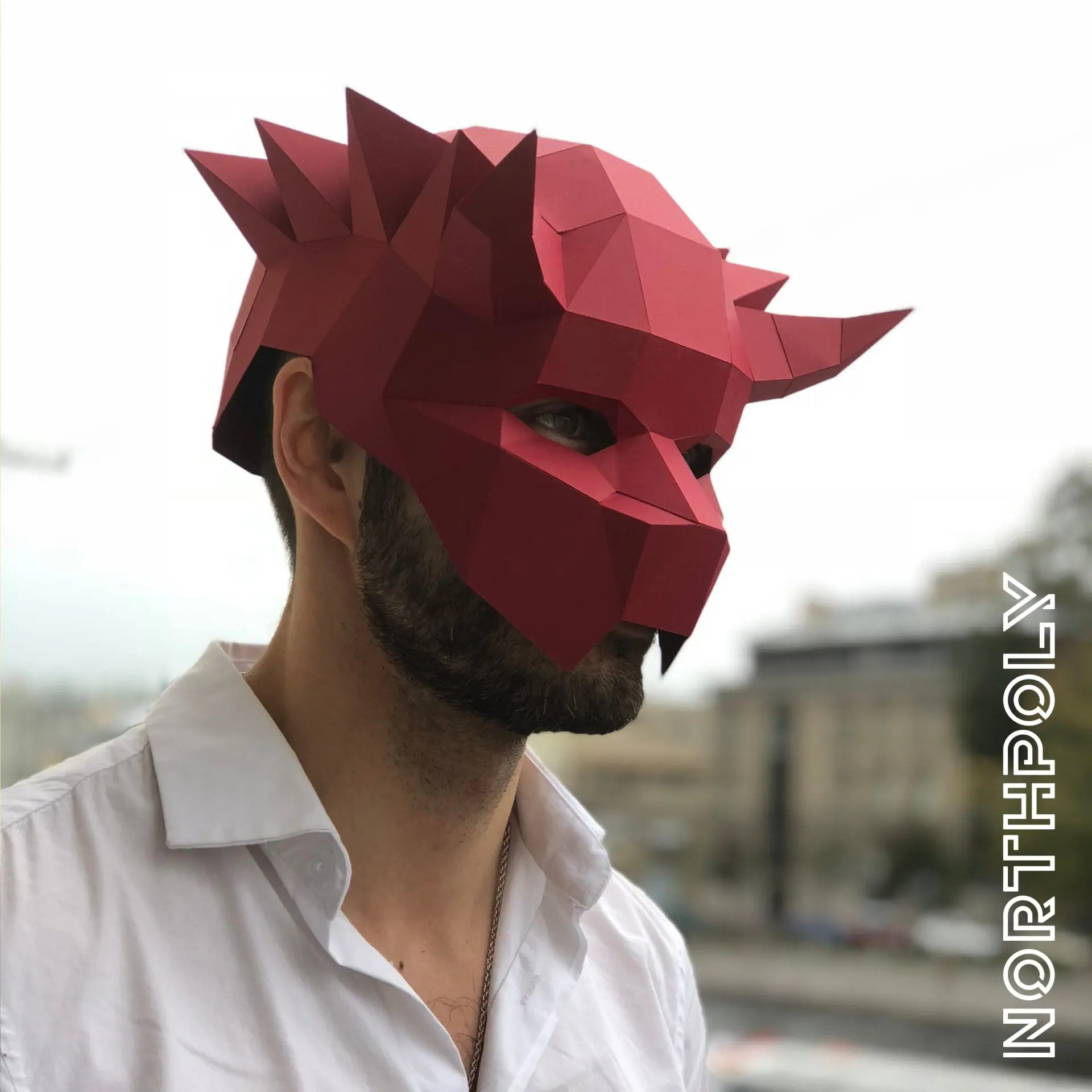 Horns Mask Papercraft, Halloween, Pdf, Gurko, Template, Low Poly ...