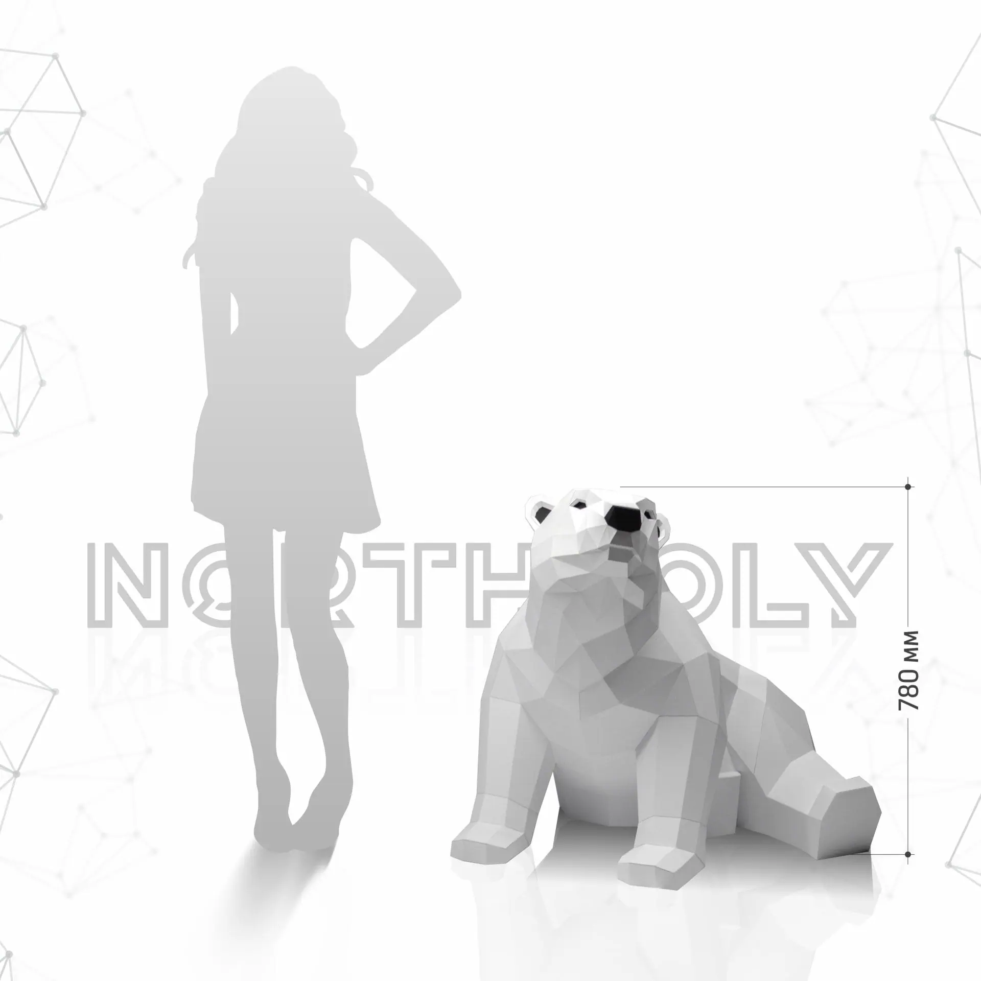 Baby Polar Bear (780 mm) Papercraft, Pdf, Gurko, Low Poly, DIY - Crealandia