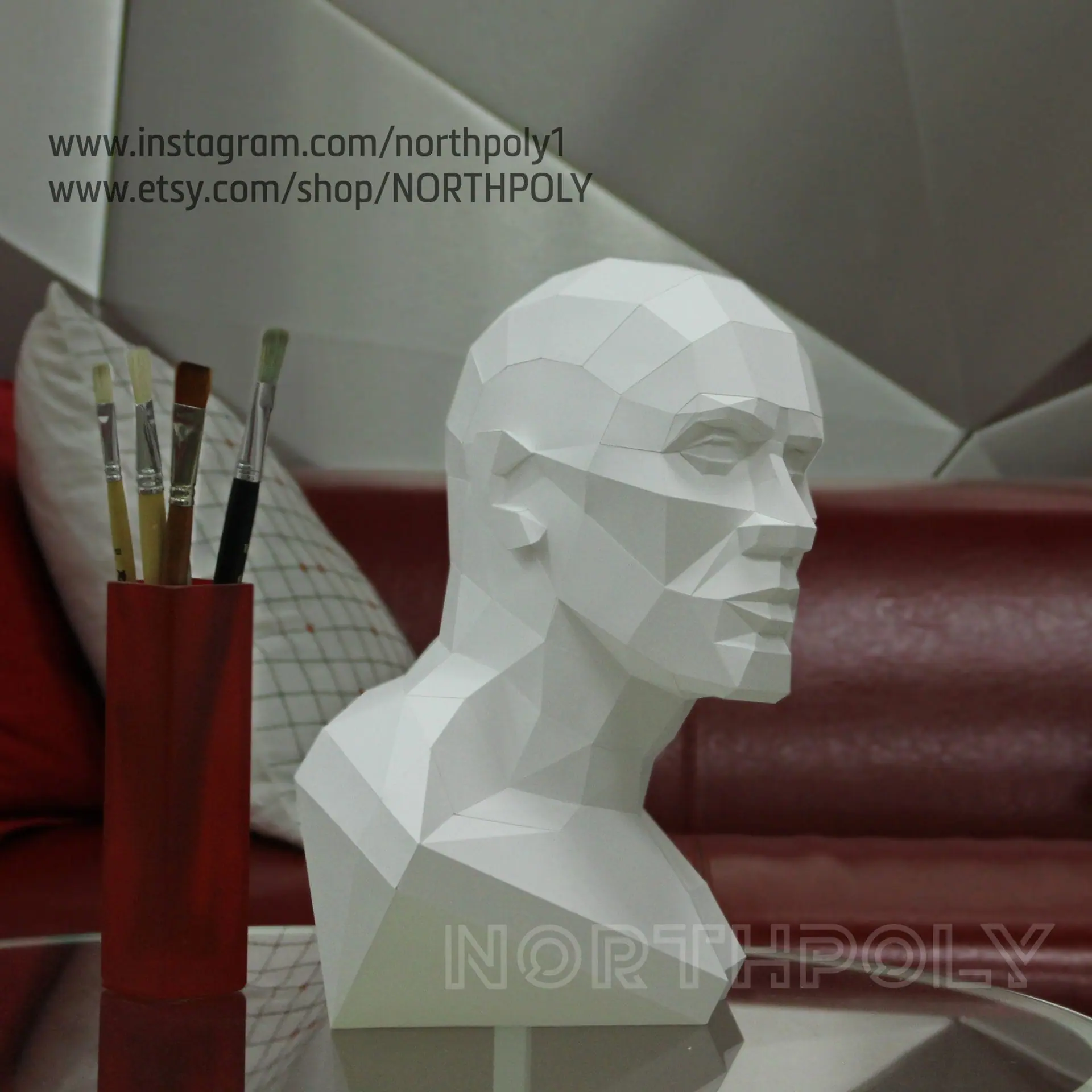Male Bust Papercraft, Pdf, Gurko, Template, DIY Craft, Low poly ...