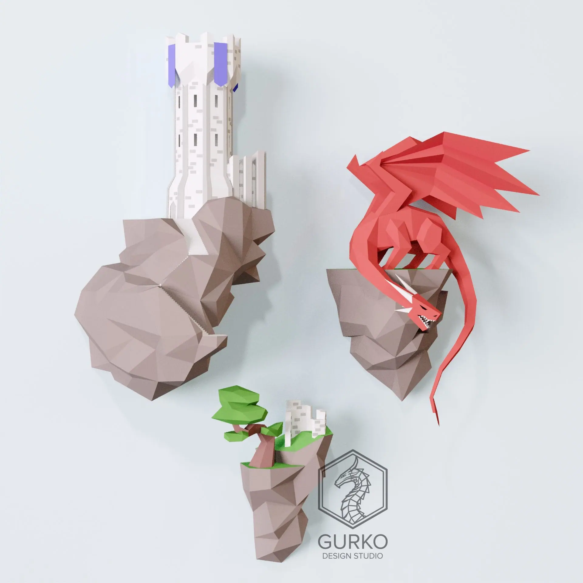 Papercraft Flying Island. Dragon Tower, Pdf, Gurko, Pepakura - Crealandia