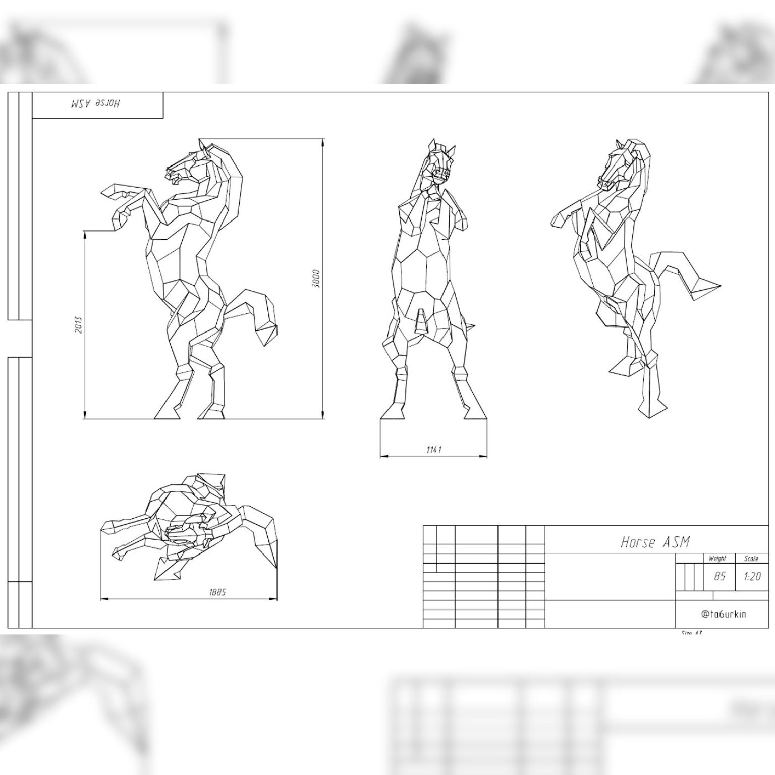Welding Project Plans Drawings Horse (DXF, PDF) - Crealandia