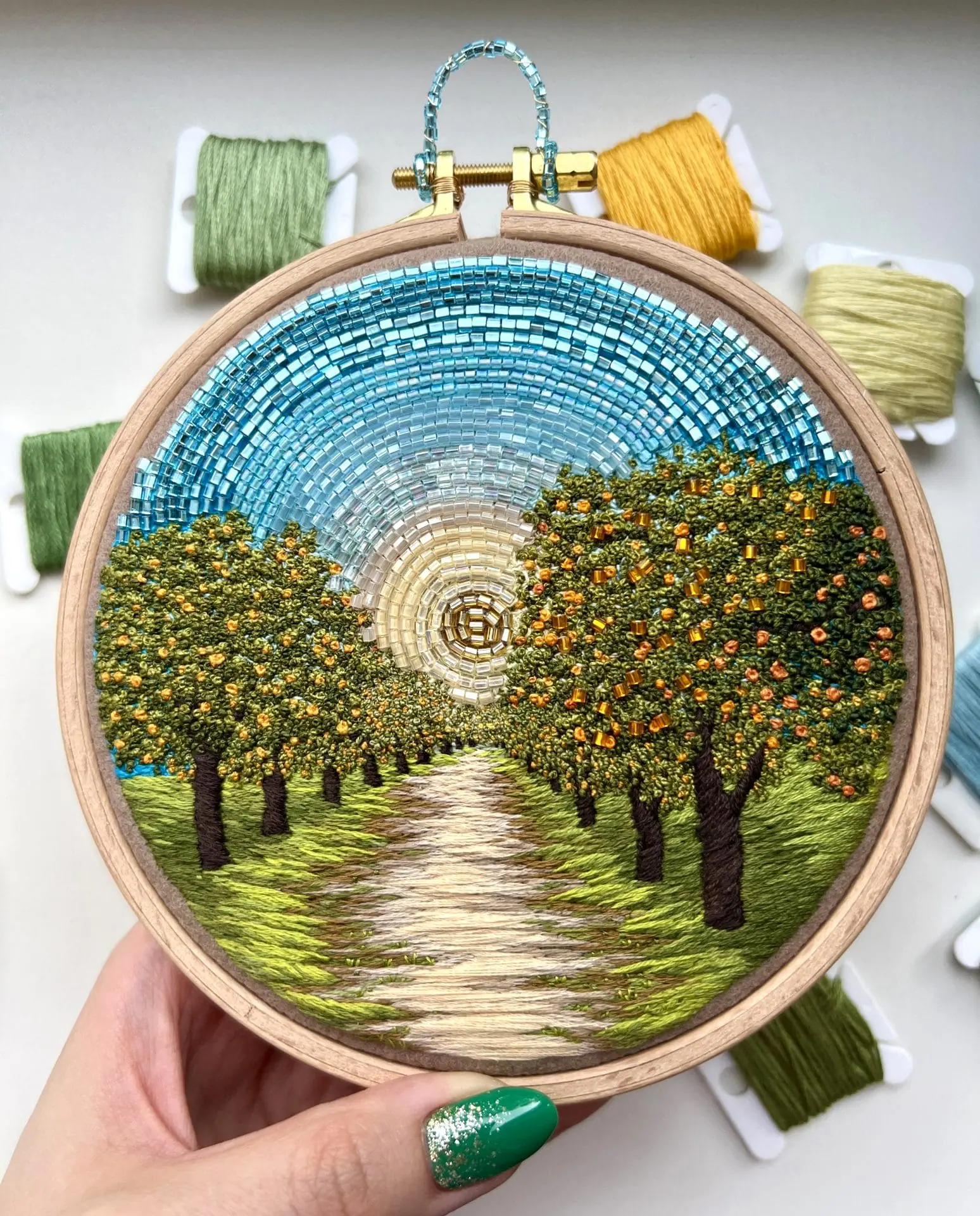 Orange Orchard embroidery (COMMISSIONED WORK) - Crealandia