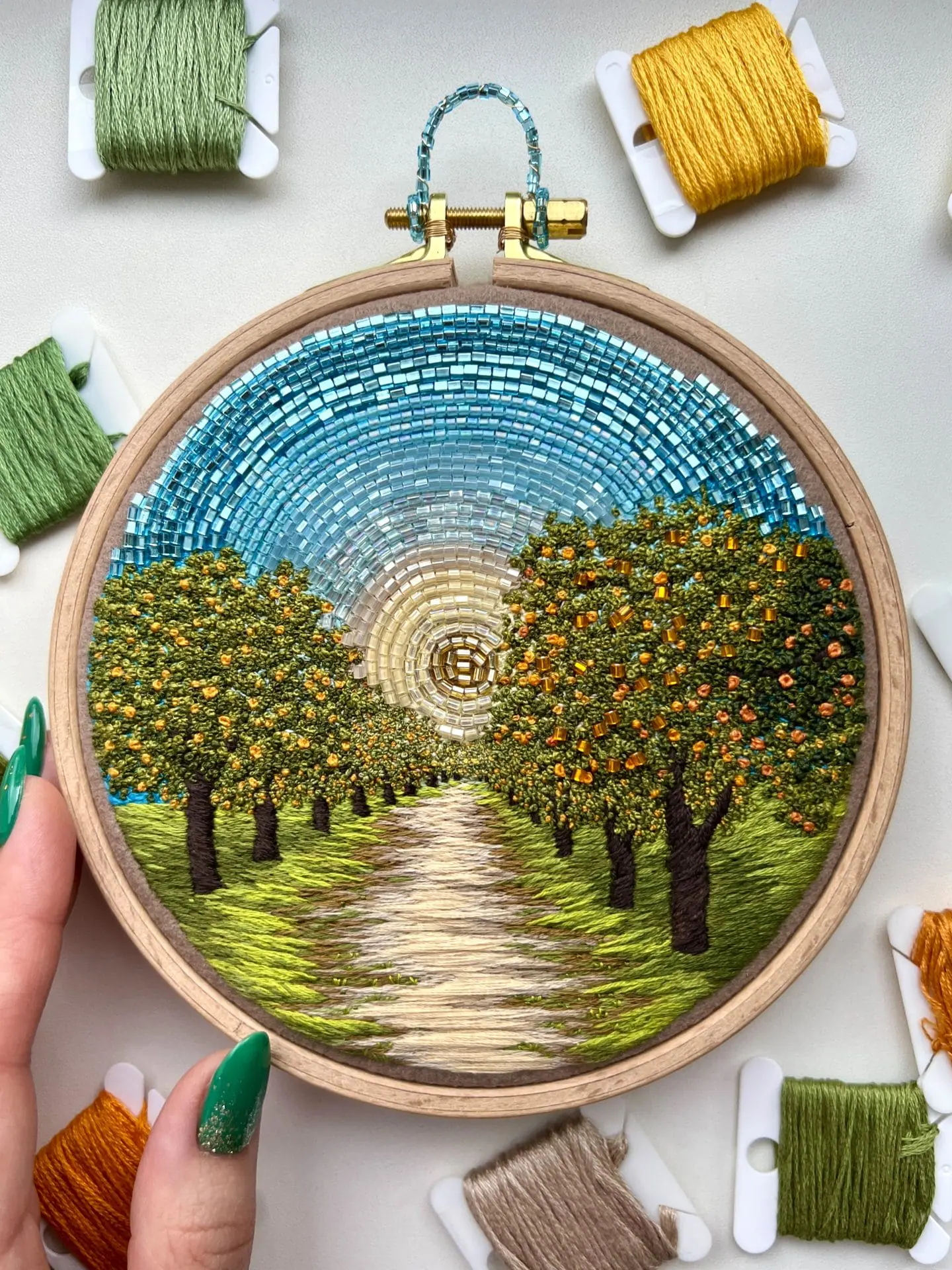 Orange Orchard embroidery (COMMISSIONED WORK) - Crealandia