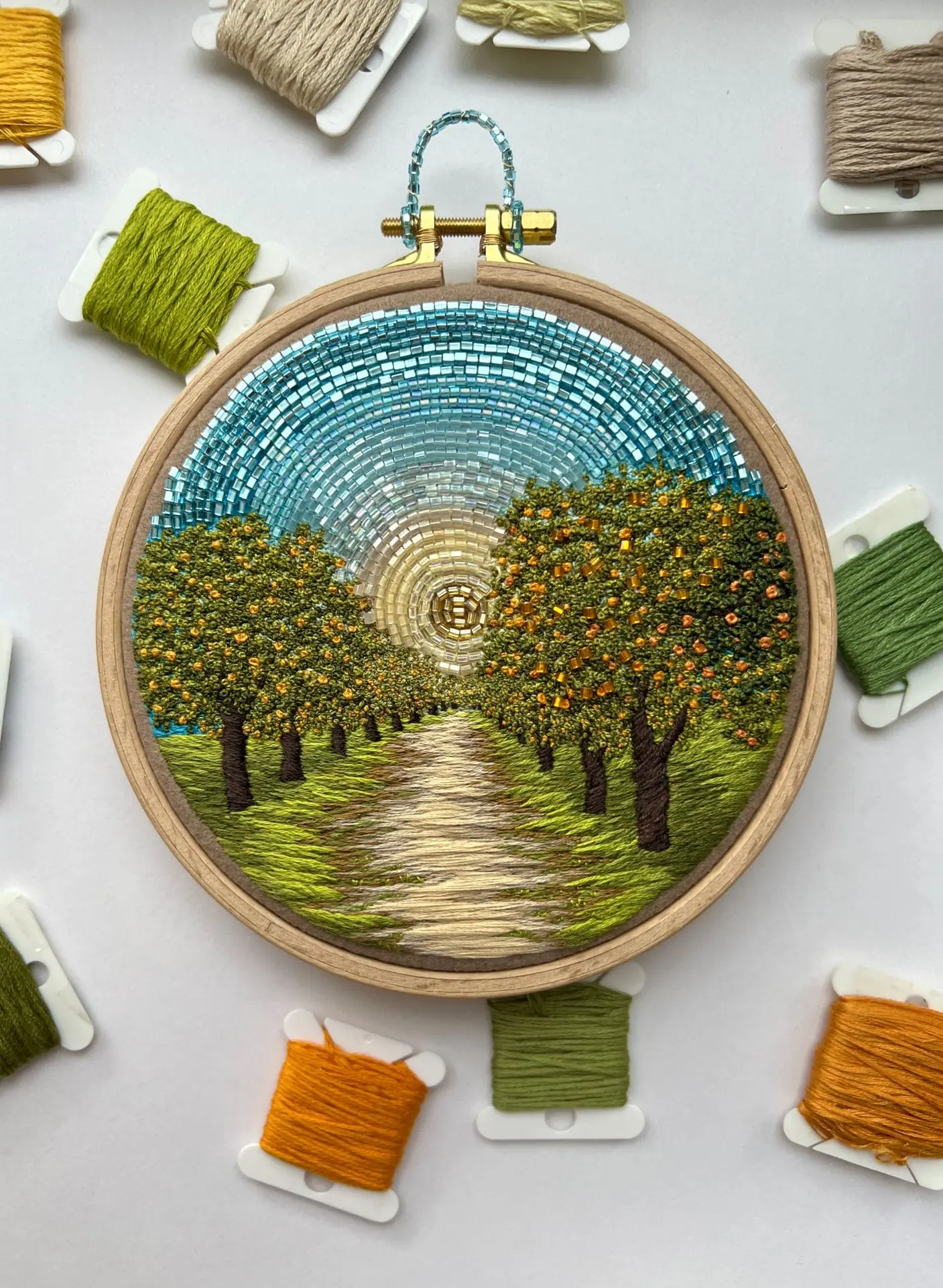 Orange Orchard embroidery (COMMISSIONED WORK) - Crealandia