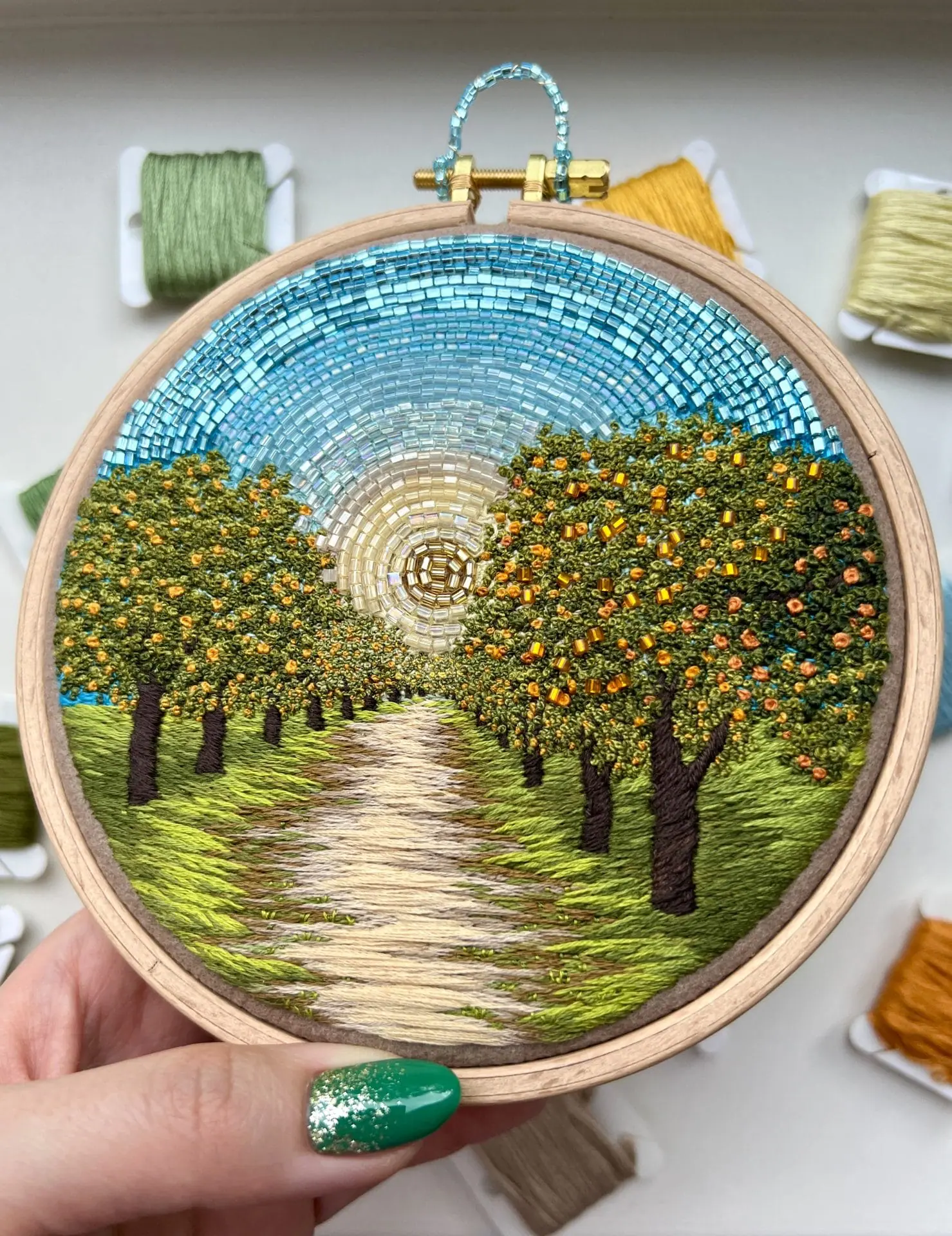 Orange Orchard embroidery (COMMISSIONED WORK) - Crealandia