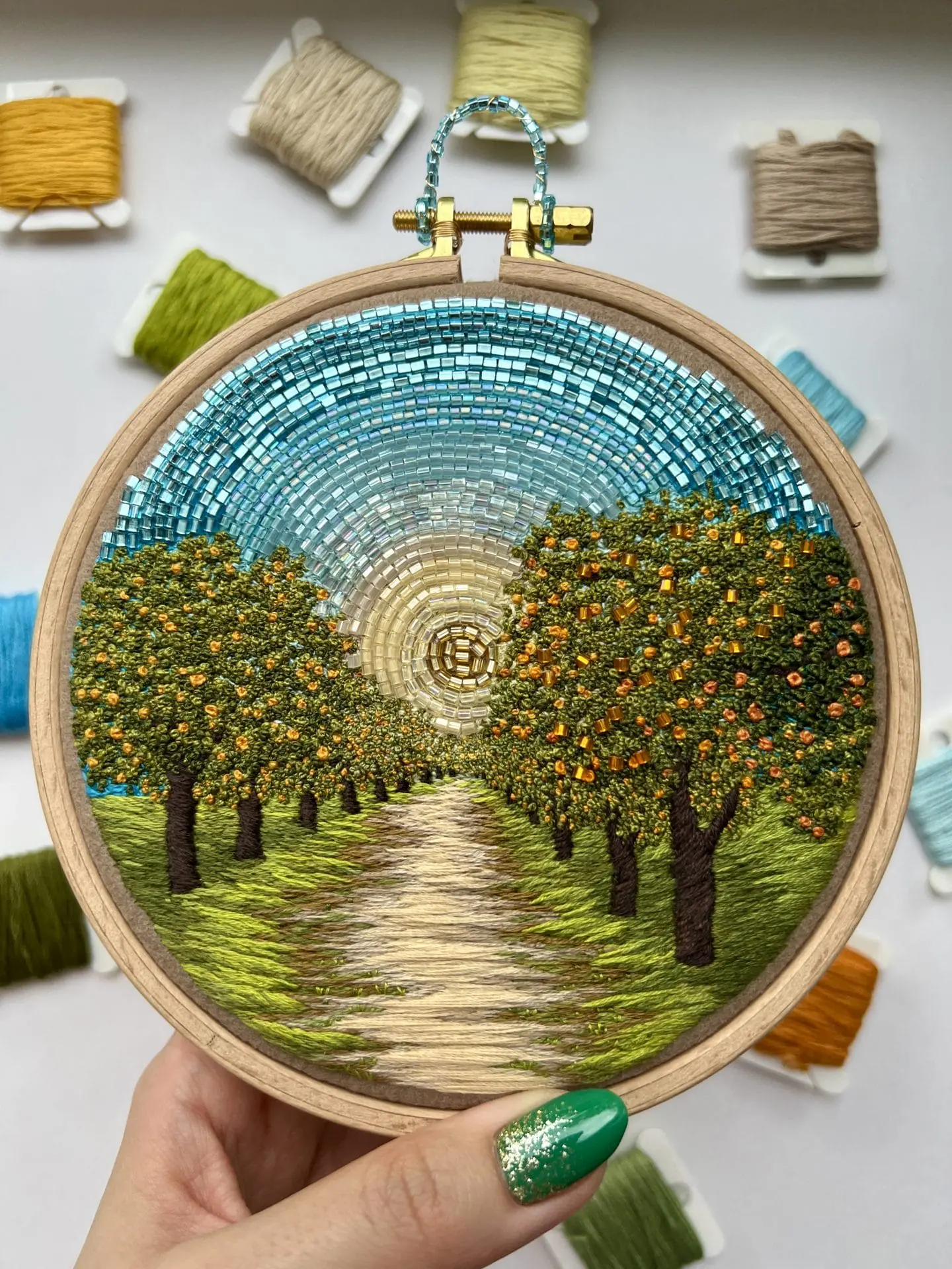 Orange Orchard embroidery (COMMISSIONED WORK) - Crealandia