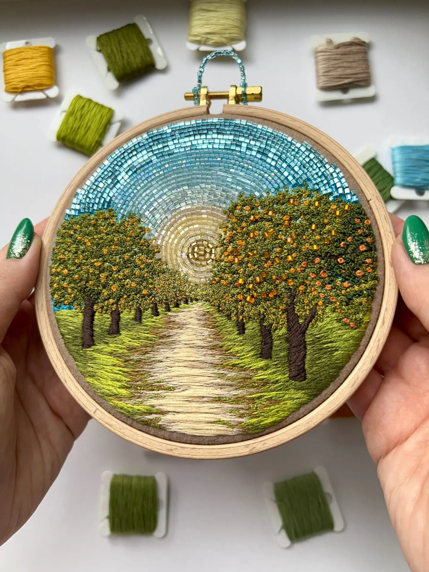 Orange Orchard embroidery (COMMISSIONED WORK) - Crealandia