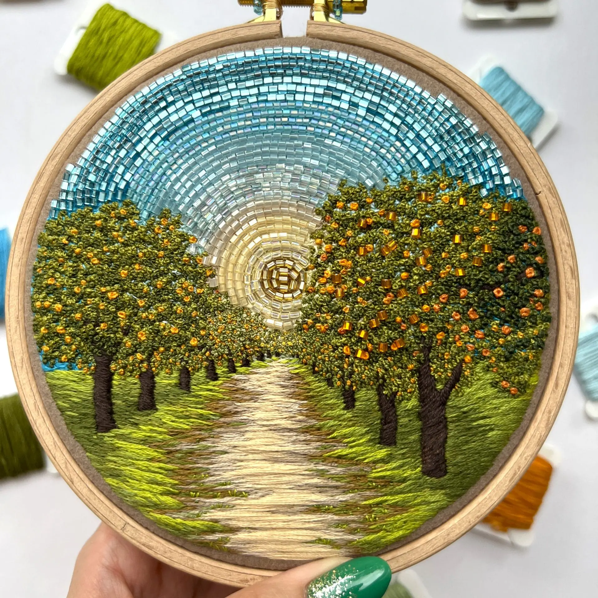 Orange Orchard embroidery (COMMISSIONED WORK) - Crealandia