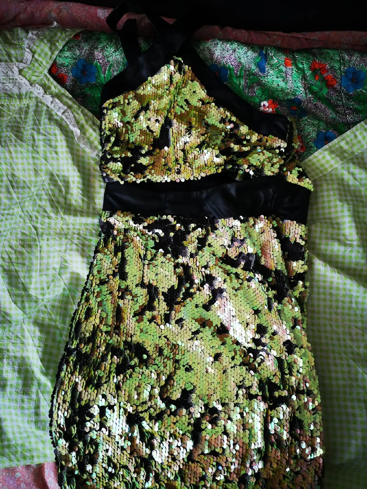 Simone Simons Cosplay Green sequin bodycon dress 38 size - Crealandia