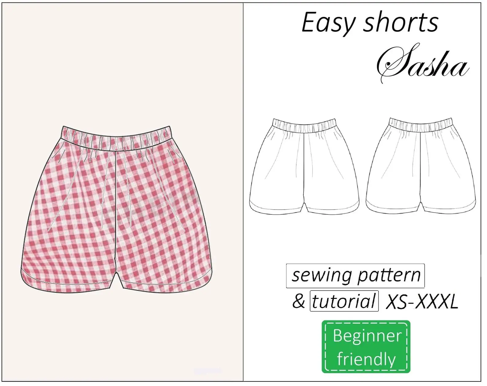 Shorts sewing pattern PDF Sasha + detailed tutorial - Crealandia