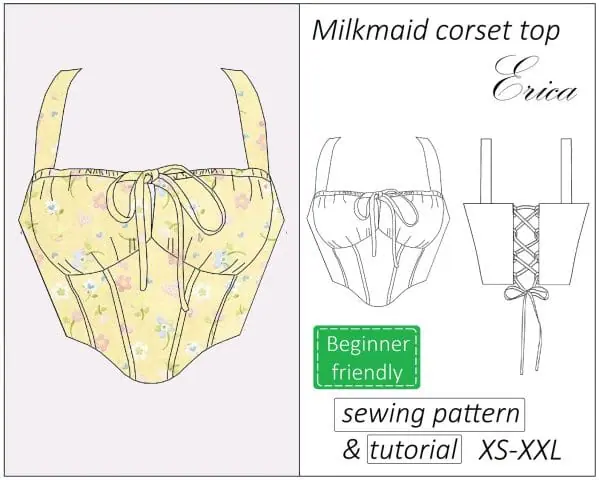 Milkmaid top sewing pattern PDF Erica + detailed tutorial - Crealandia