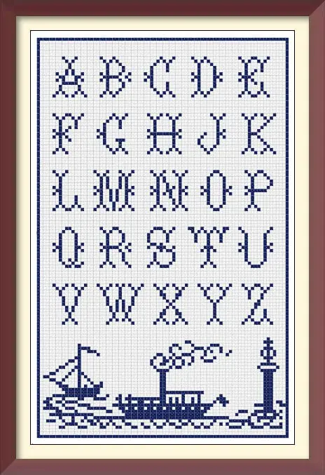 Alphabet Cross Stitch Pattern Antique Sampler - Crealandia