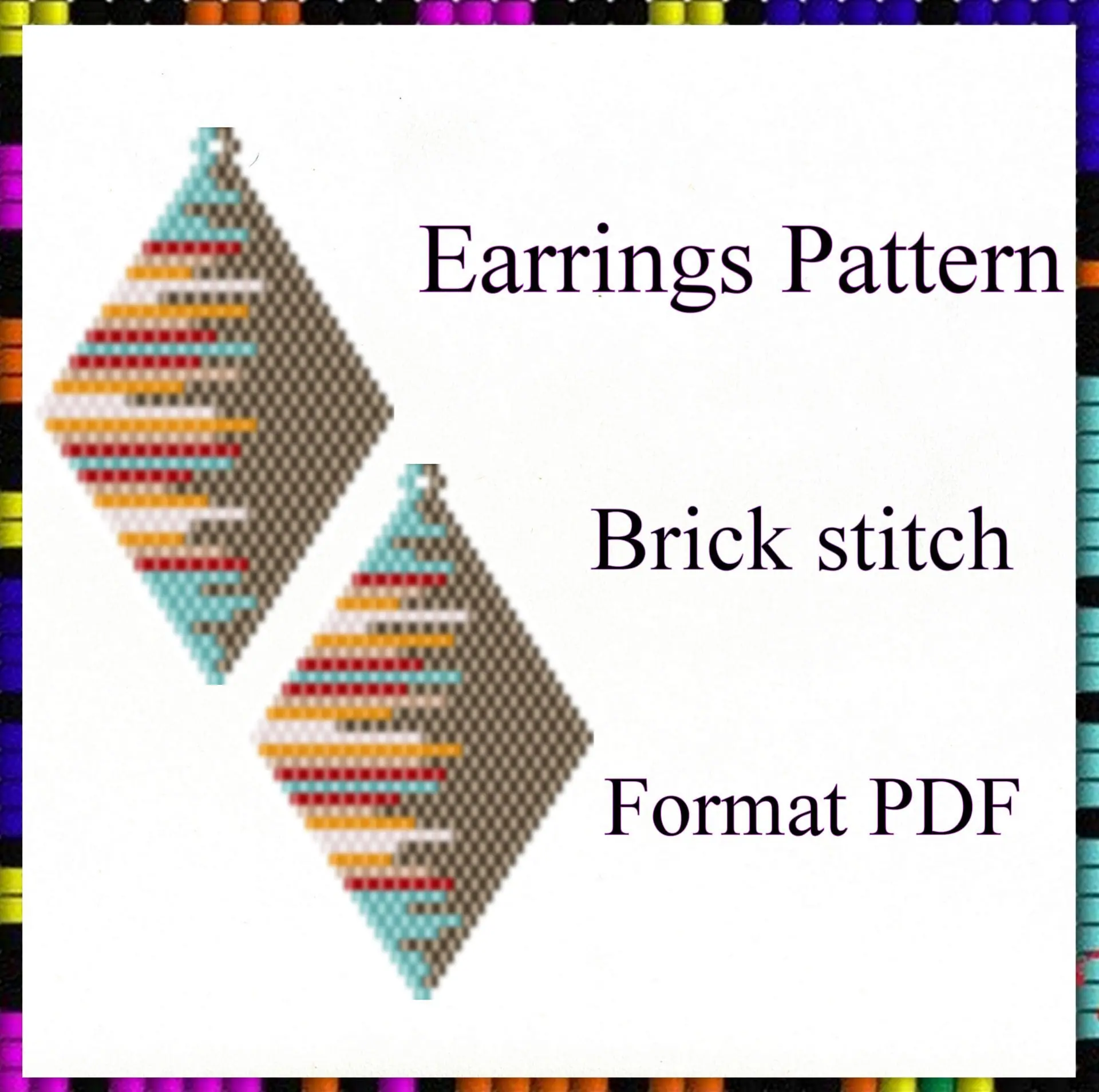 Earrings beading pattern Brick stitch pattern PDF file