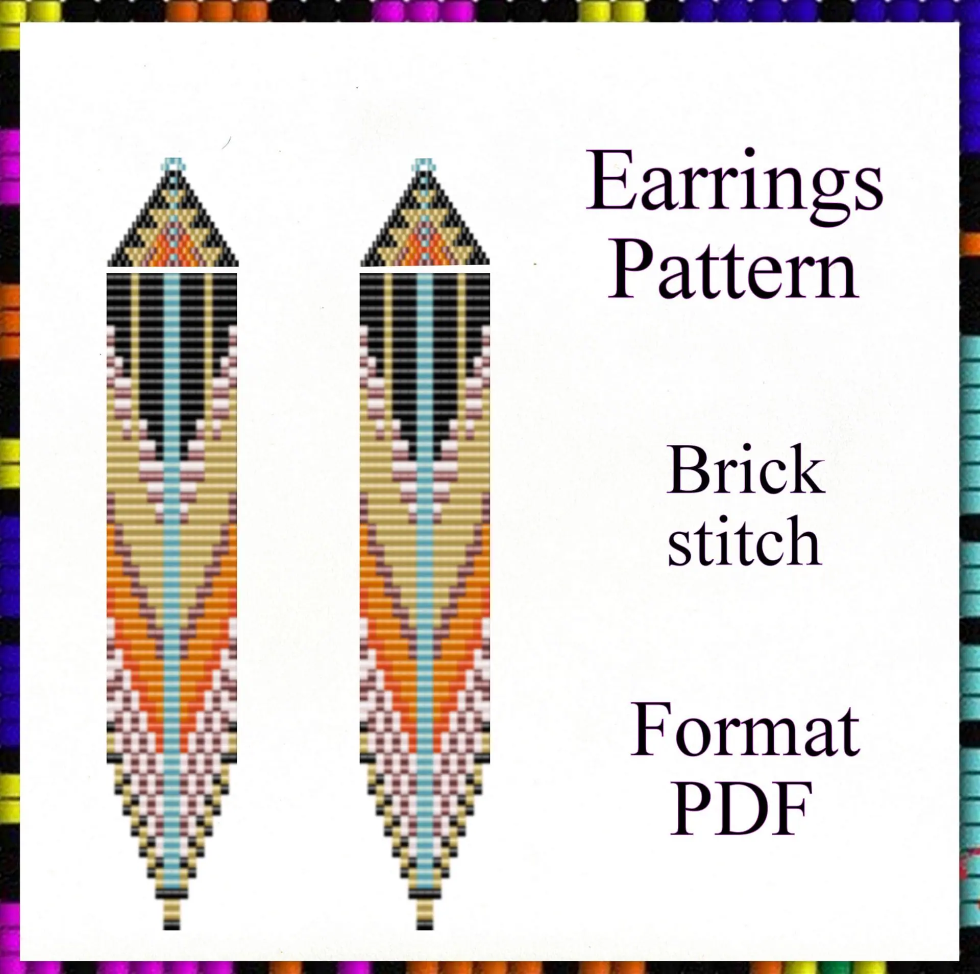 Beaded fringe earrings pattern Brick stitch pattern PDF file