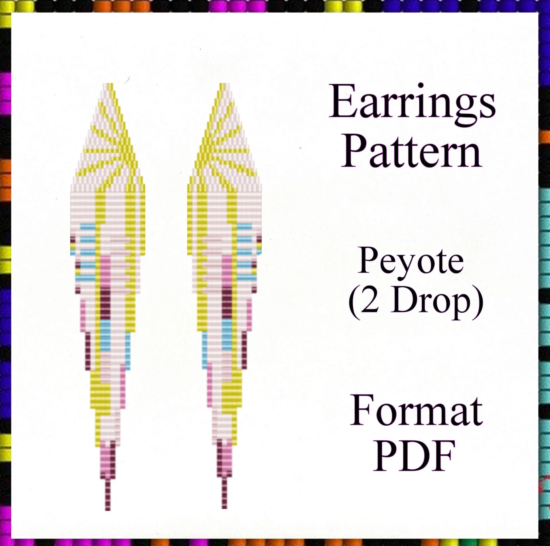 Peyote stitch pattern Beaded fringe earrings pattern PDF