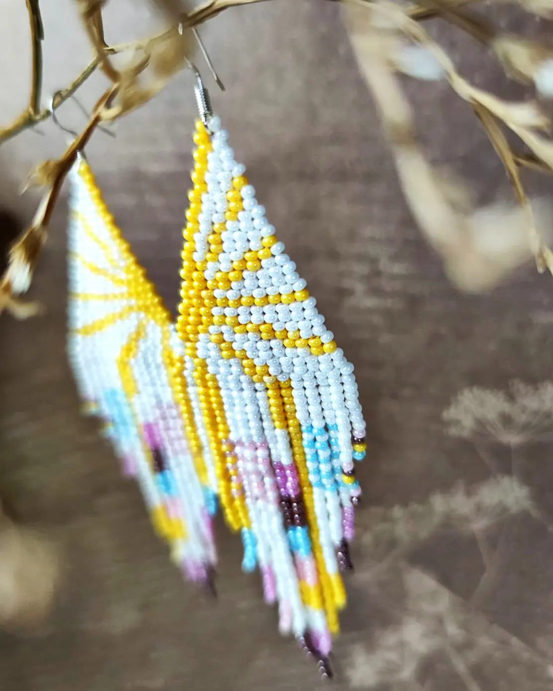 Peyote stitch pattern Beaded fringe earrings pattern PDF