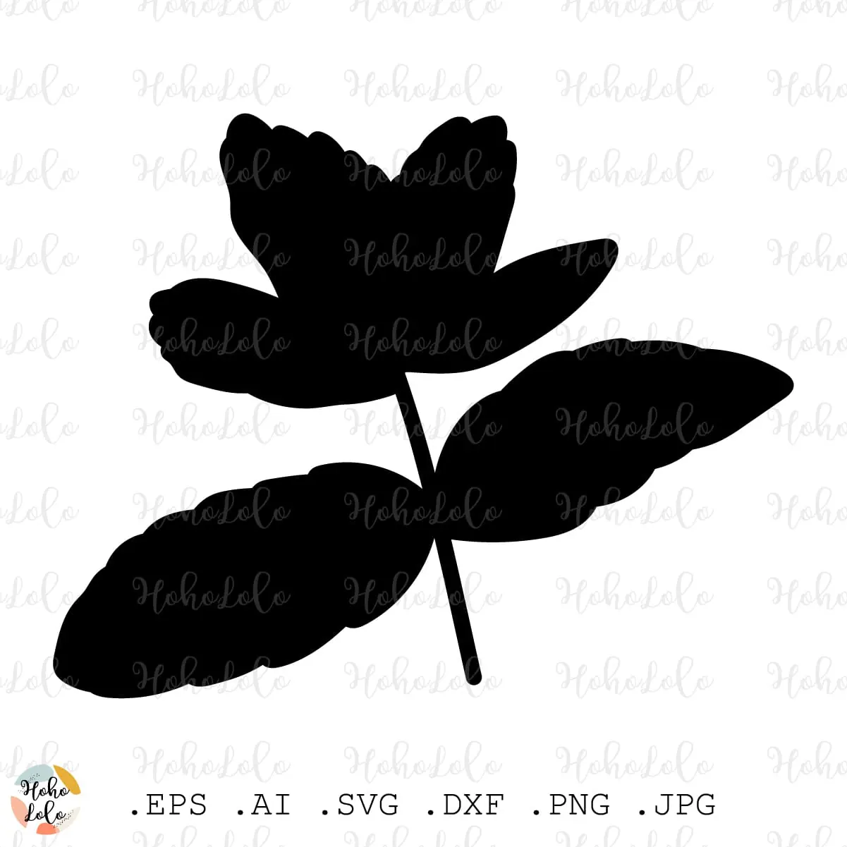 Mint Leaves Svg Silhouette Cricut Stencil Templates Dxf