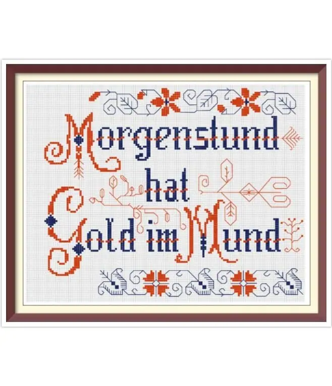 German Household Mottos Cross Stitch Pattern Antique Sampler - Crealandia