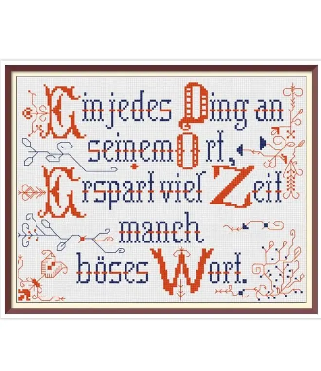 German Household Mottos Cross Stitch Pattern Antique Sampler - Crealandia