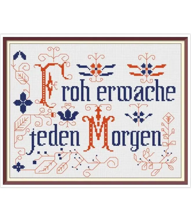 German Household Slogan Cross Stitch Pattern Antique Sampler - Crealandia