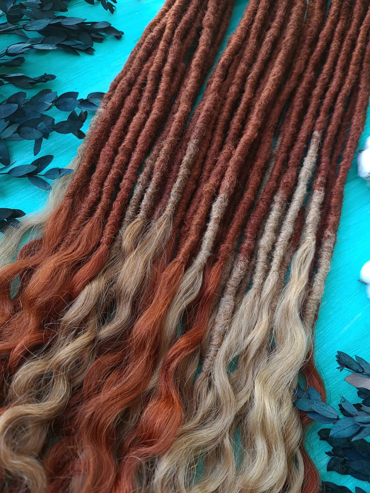 Copper Blonde human wavy hair texture dreadlocks, DE/SE dreads - Crealandia
